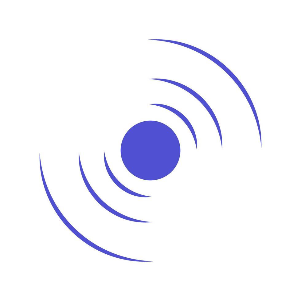 Echo Sonar Waves Blue Radar Symbol On Sea And Ultrasonic Signal Reflection Icon Detect And