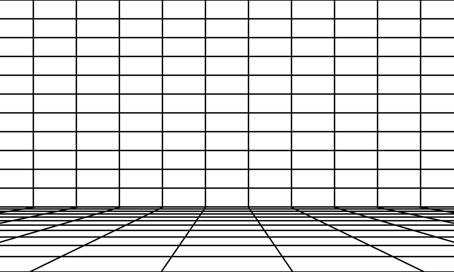 Perspective room with black grid. 3D linear floor and empty interior ...