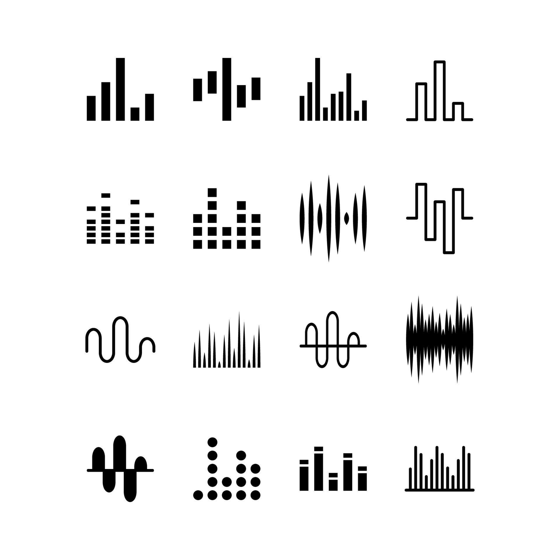Sound Wave Icon Set Template 12893088 Vector Art at Vecteezy