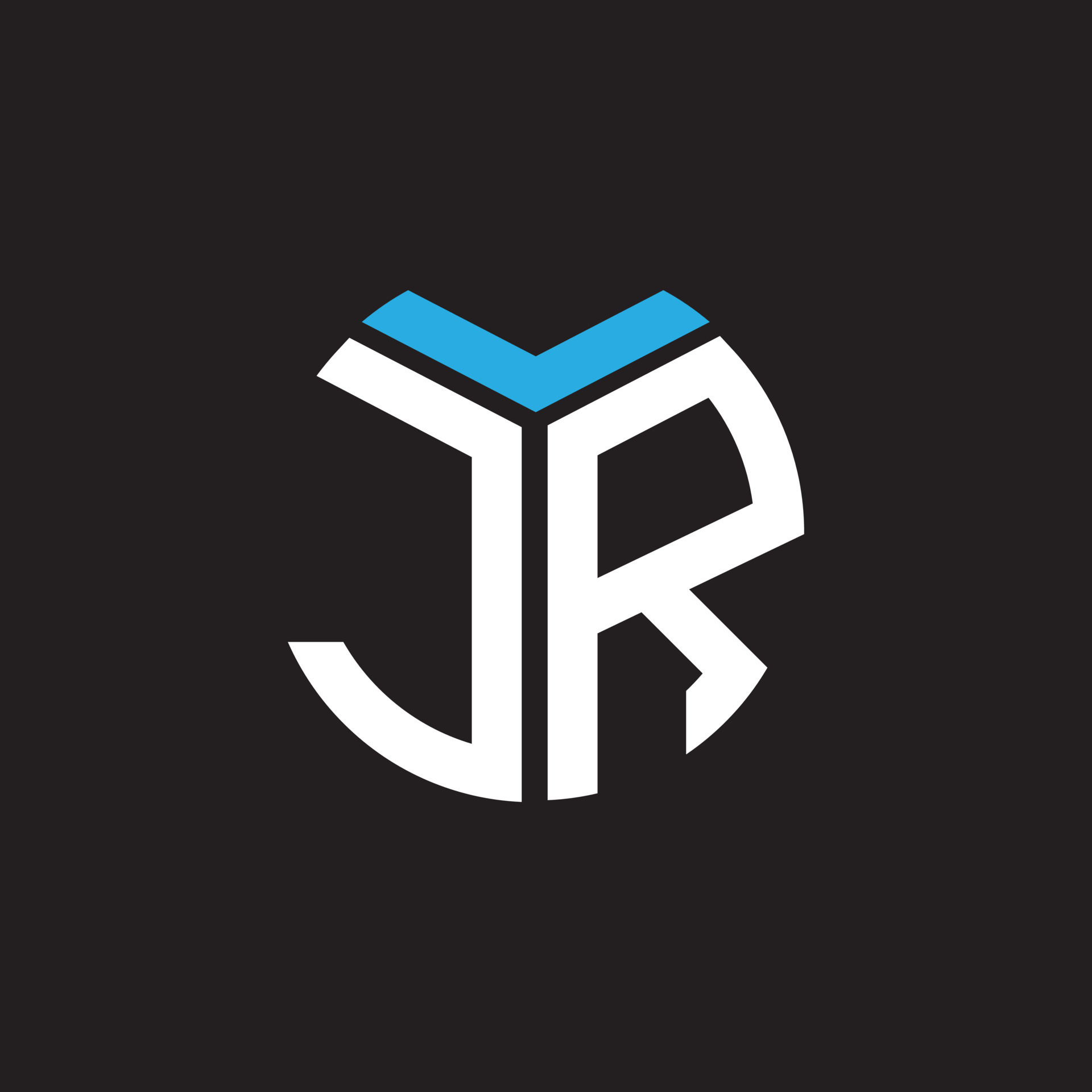 diseño de logotipo de letra jr sobre fondo negro. concepto de logotipo de letra de iniciales ...