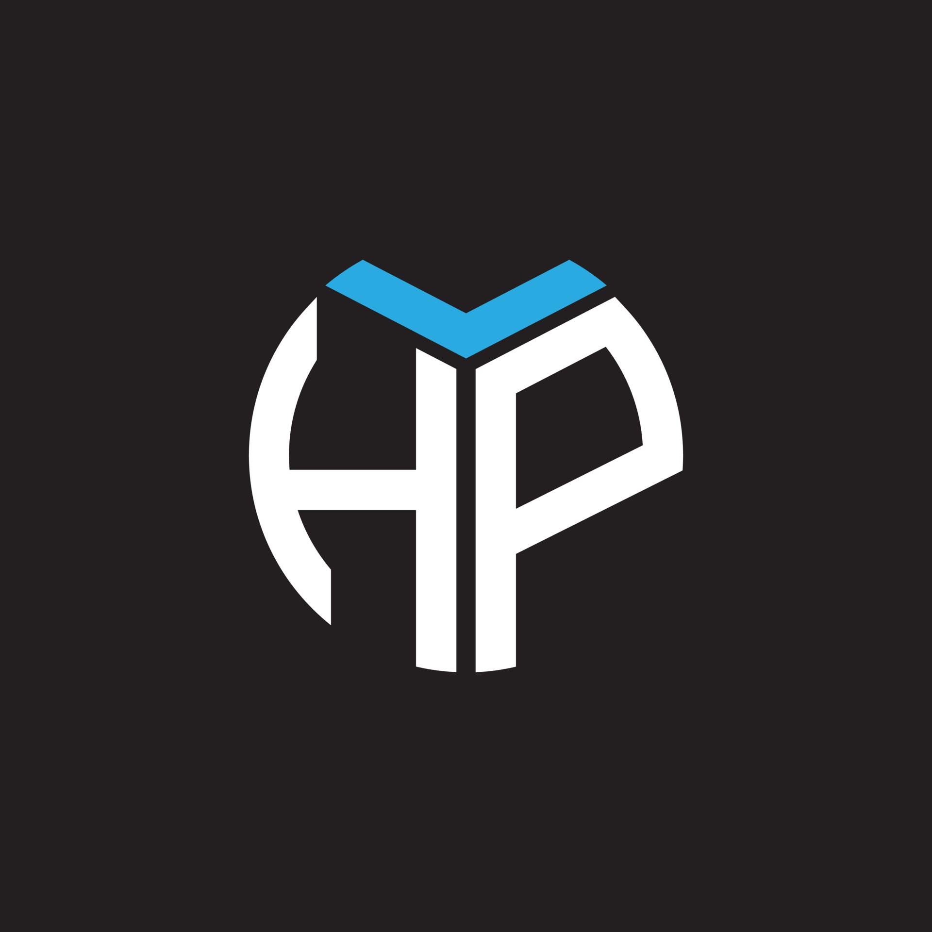 diseño de logotipo de letra hp sobre fondo negro. concepto de logotipo de letra de iniciales ...