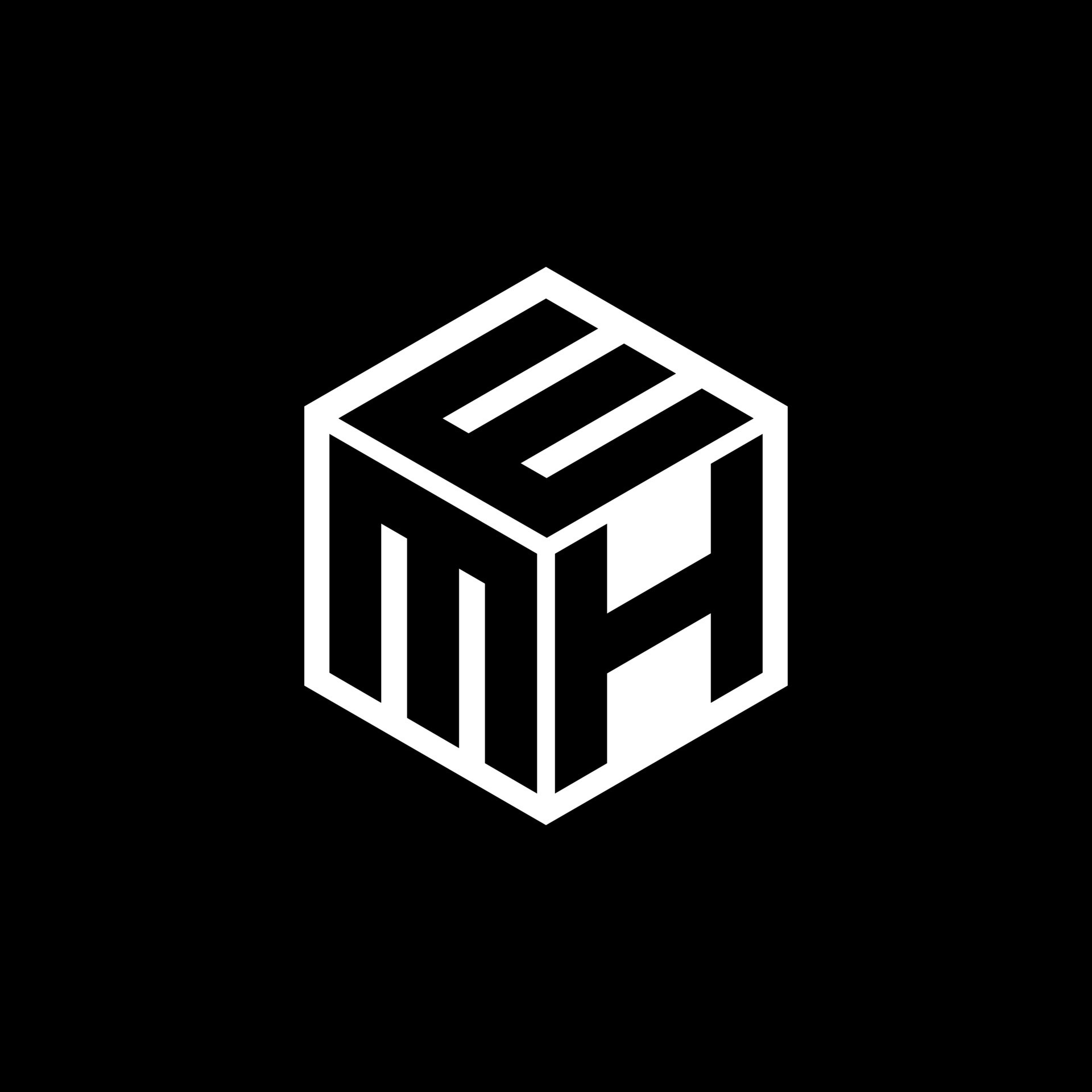 diseño del logotipo de la letra mhe con fondo negro en illustrator. logotipo vectorial, diseños ...