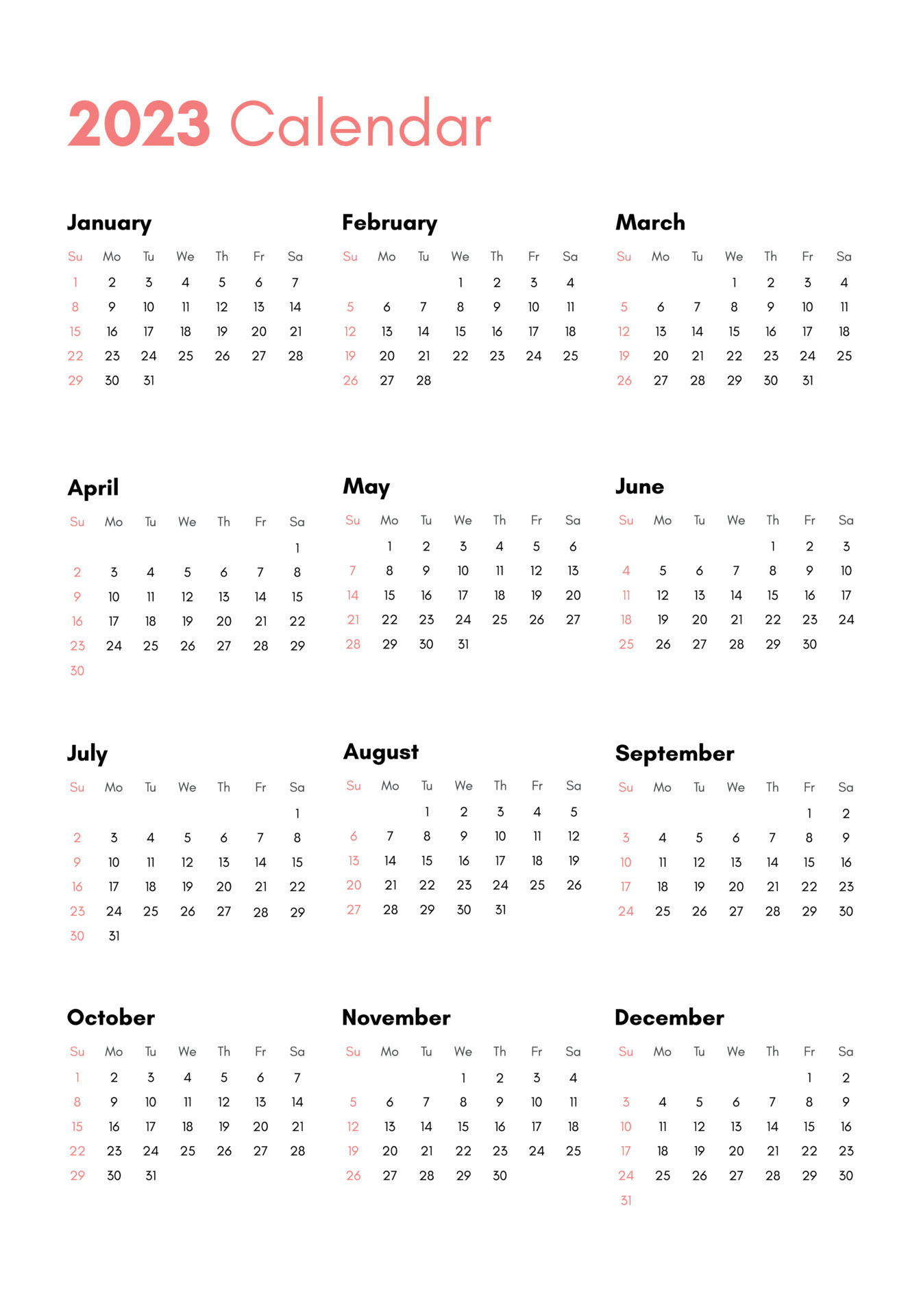 Pocket calendar on 2023 year. Vertical view 12895201 Vector Art at Vecteezy