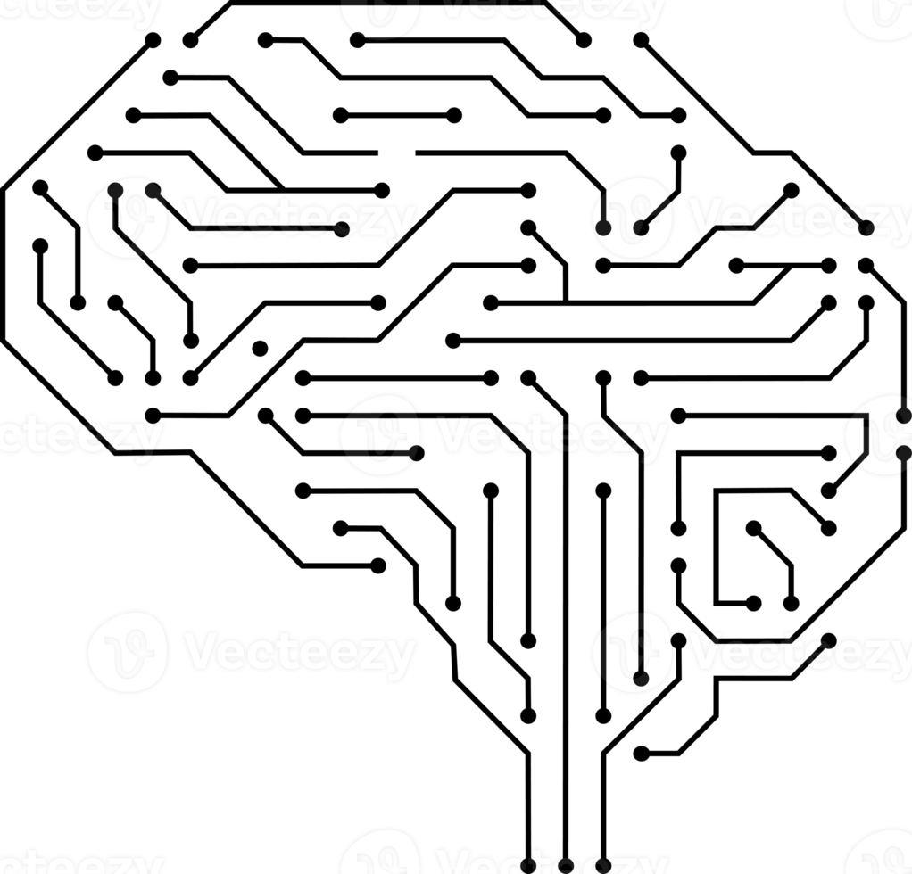 Brain In Futuristic Artificial Intelligence Design Theme Printed Circuit Board Outline
