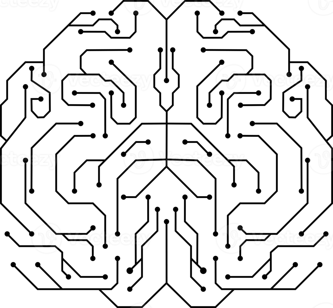 Brain in futuristic artificial intelligence design theme. Printed ...