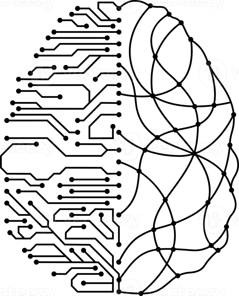 Brain In Futuristic Artificial Intelligence Design Theme Printed Circuit Board Outline