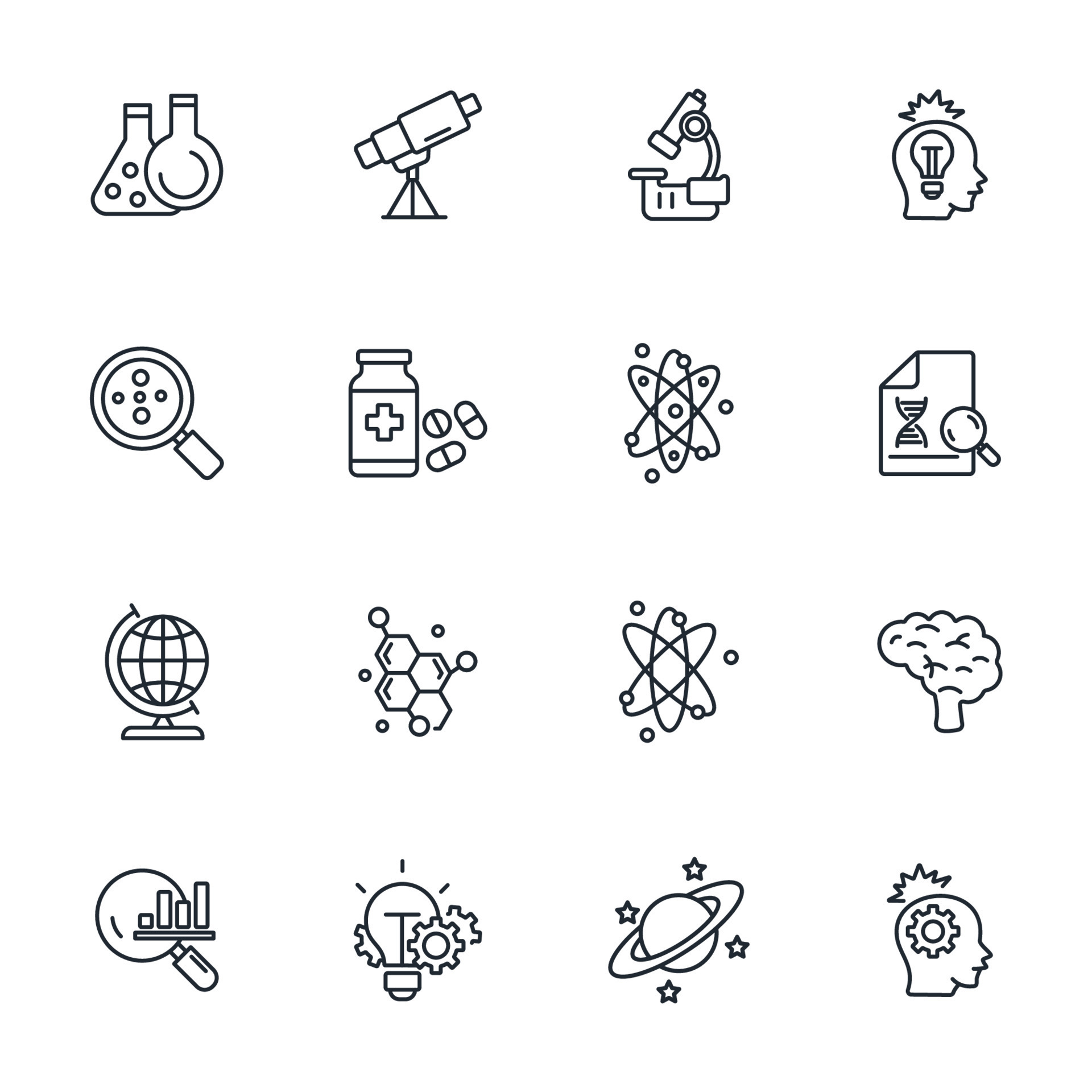 Science Icons Set Science Pack Symbol Vector Elements For Infographic
