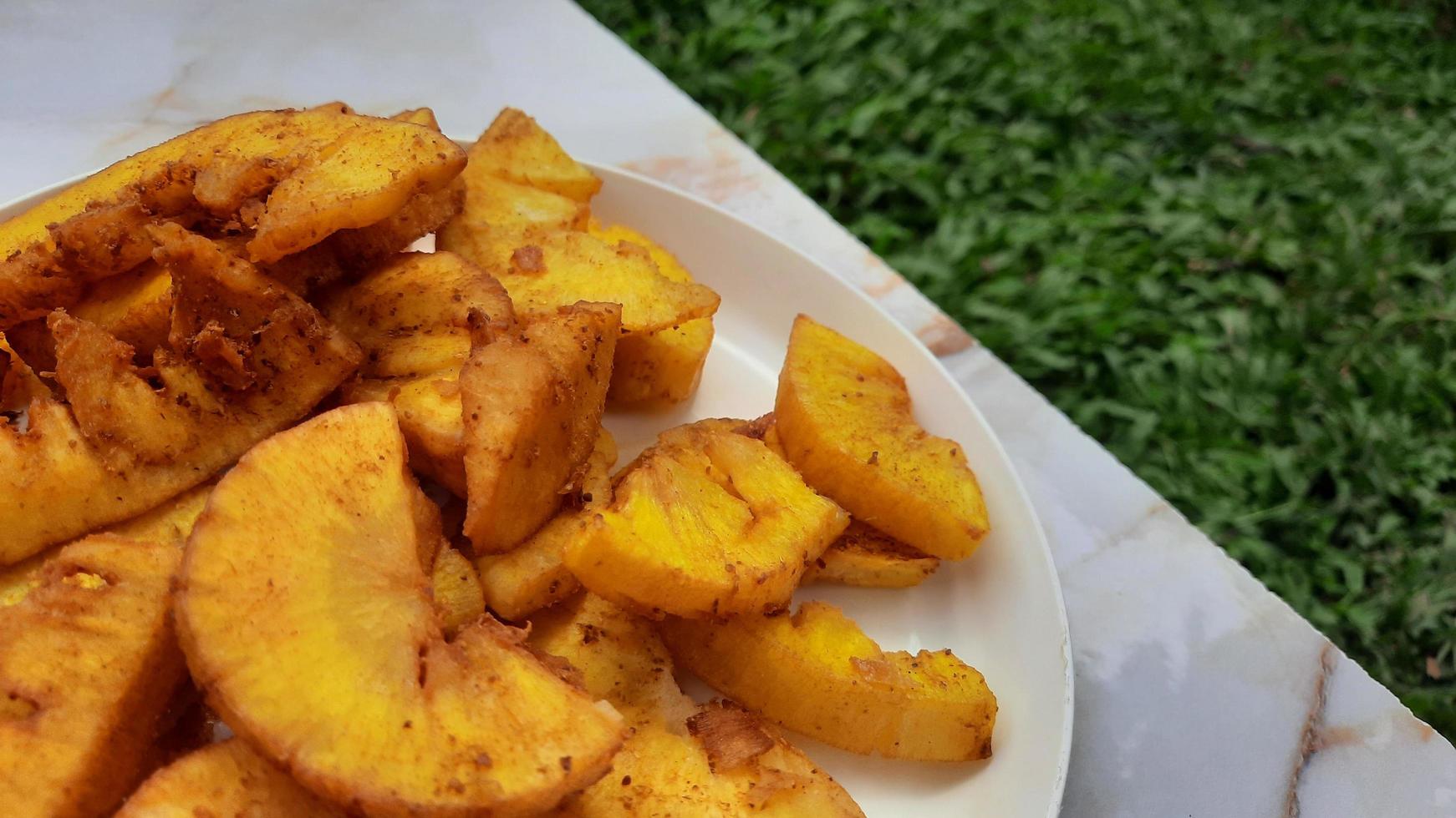 Details Of Fried Cassava On A White Plate A Snack From Indonesia Made From Cassava 12899914
