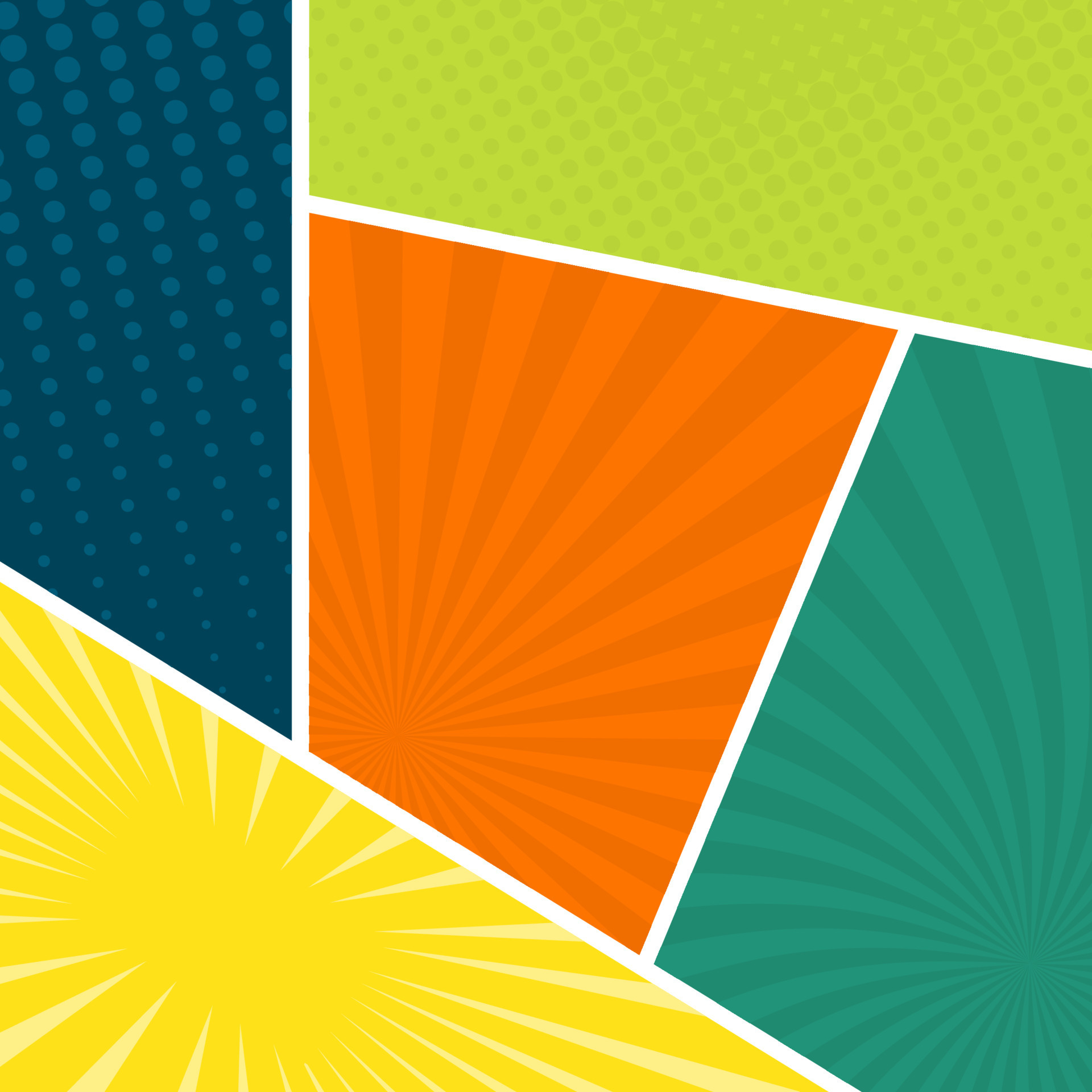 Colorful Comic Book Page Background In Pop Art Style Empty Template With Rays And Dots Pattern