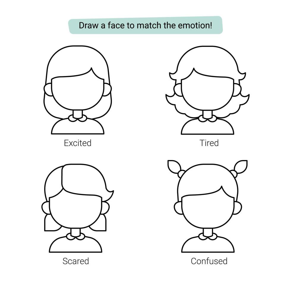Dibuja Una Cara Para Que Coincida Con Las Hojas De Trabajo Temáticas De Emociones Para Niños