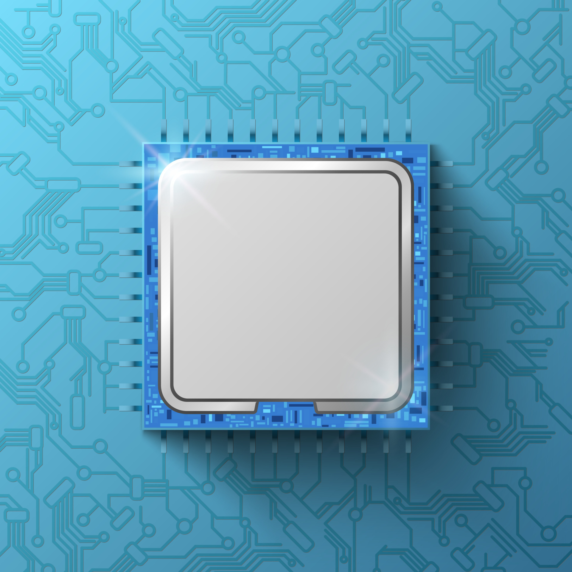 Microchip Computer Cpu Microprocessor On Detailed Printed Circuit