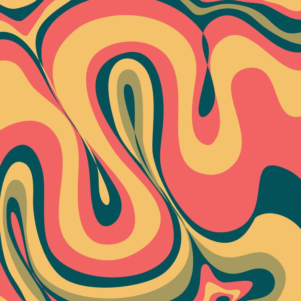 Groovy Wave Retro Background With Swirl Retro Color Hippy Simple