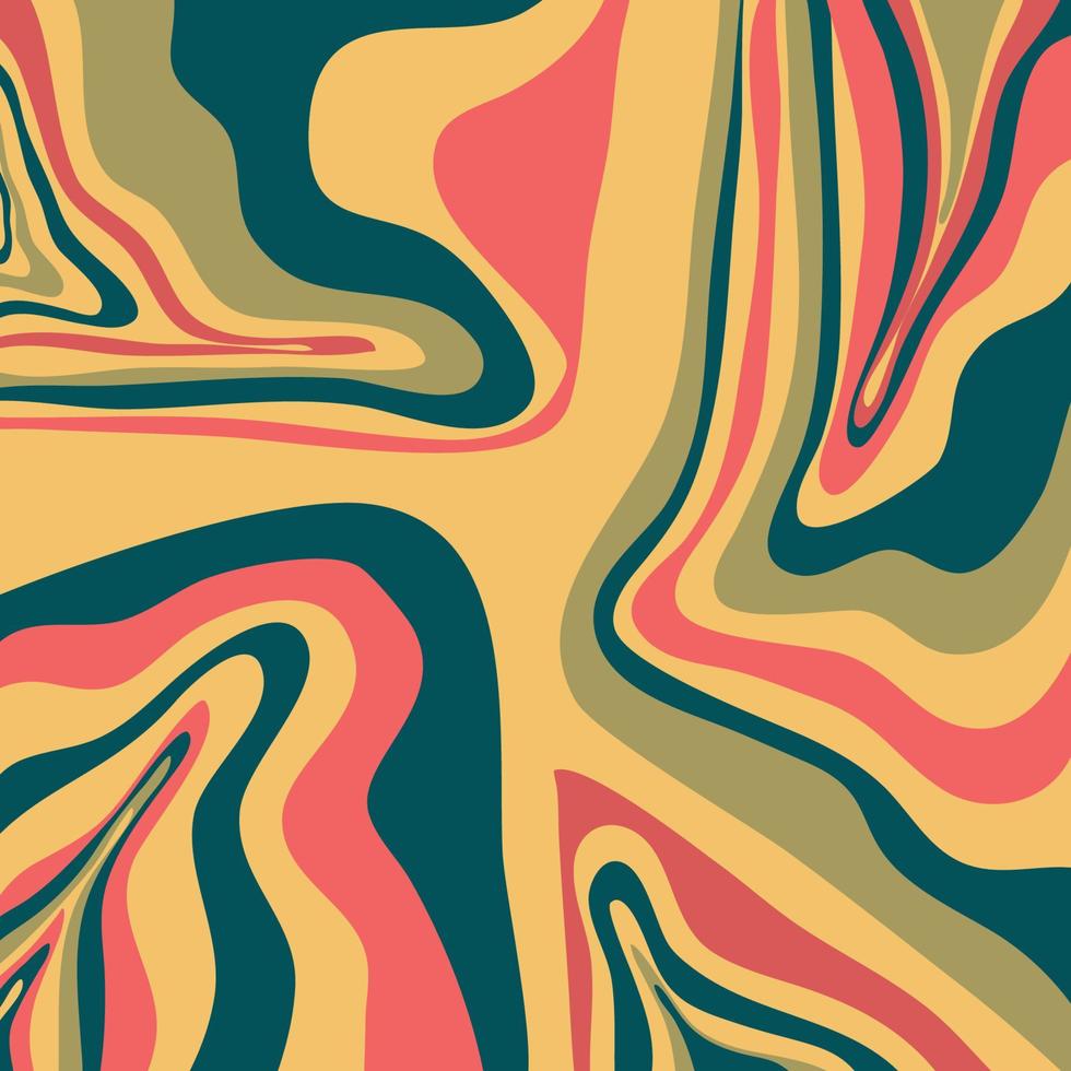 Groovy wave retro background with swirl. Retro color hippy. Simple twirl trendy design. Wavy ...