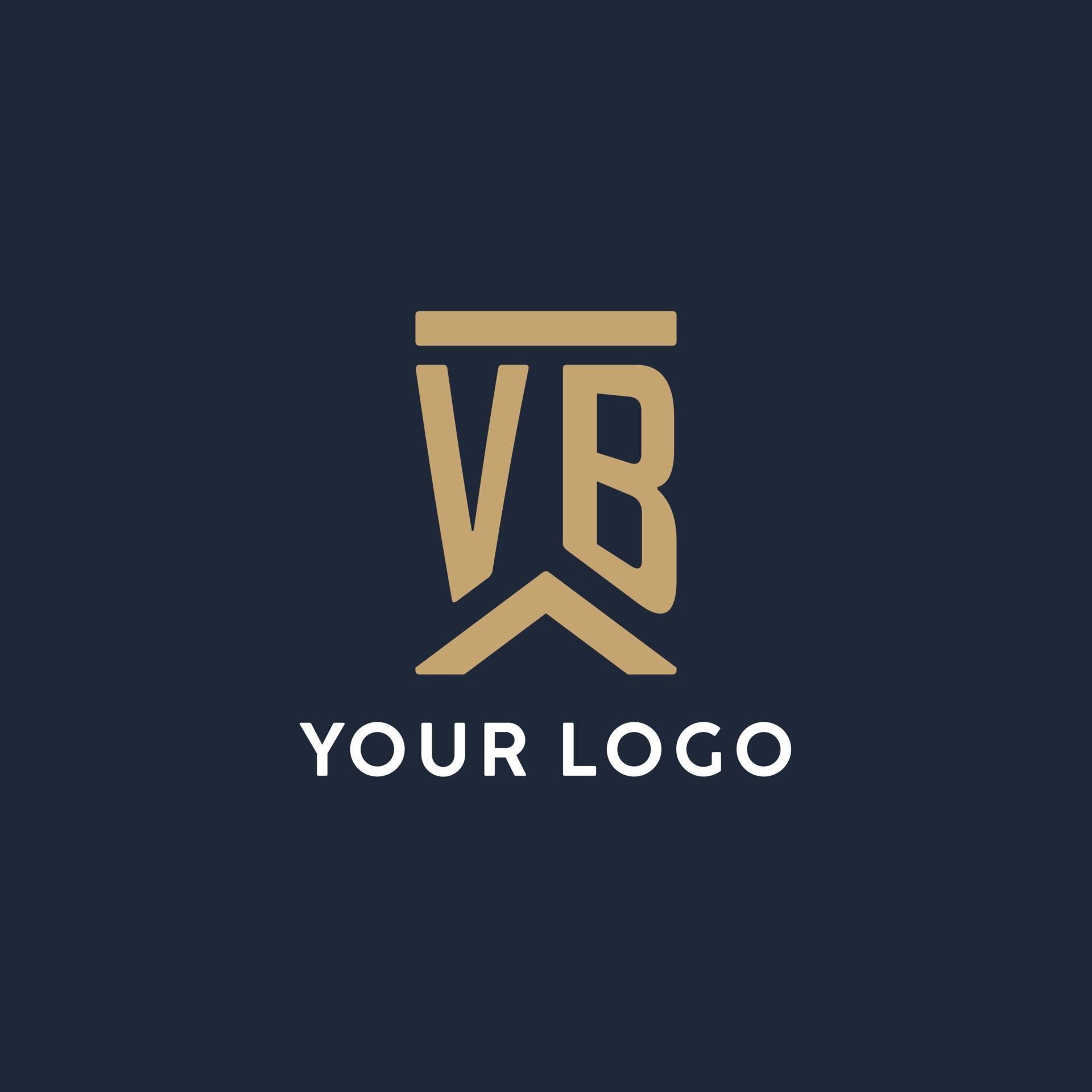 VB initial monogram logo design in a rectangular style with curved ...