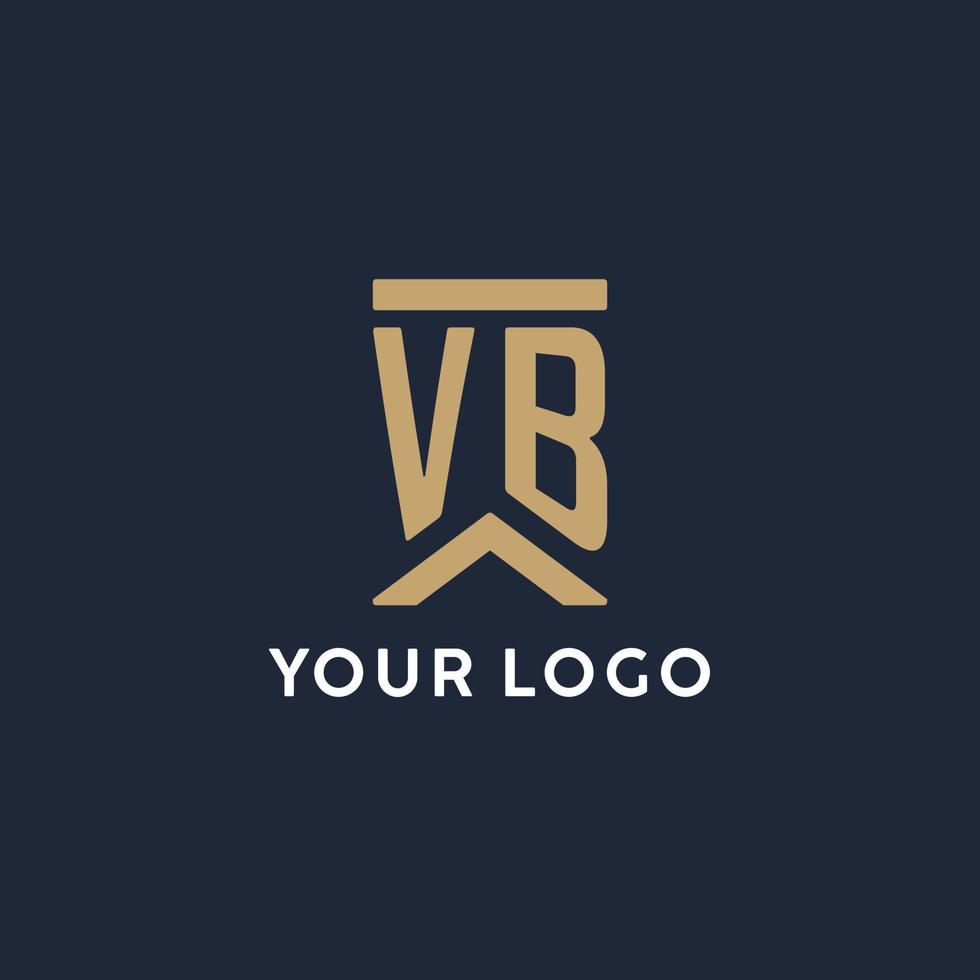 VB initial monogram logo design in a rectangular style with curved ...