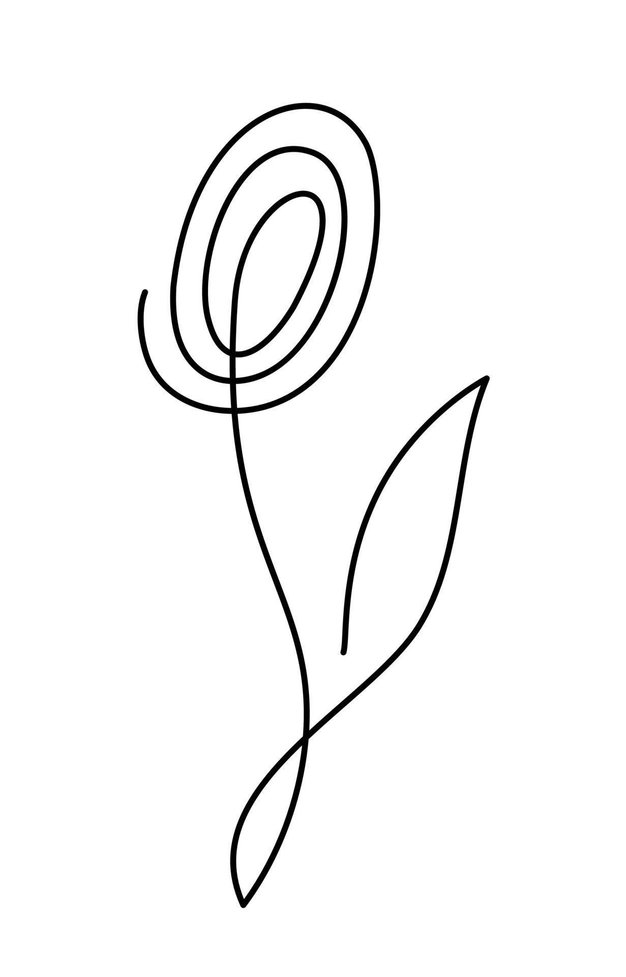 Flower Rose Vector One Line Art Logo Minimalist Contour Drawing Monoline Continuous Line
