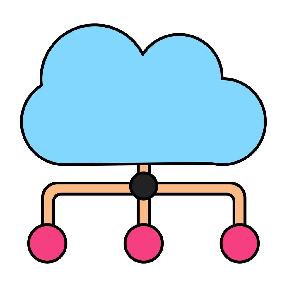 Cloud network icon in flat design 12907135 Vector Art at Vecteezy