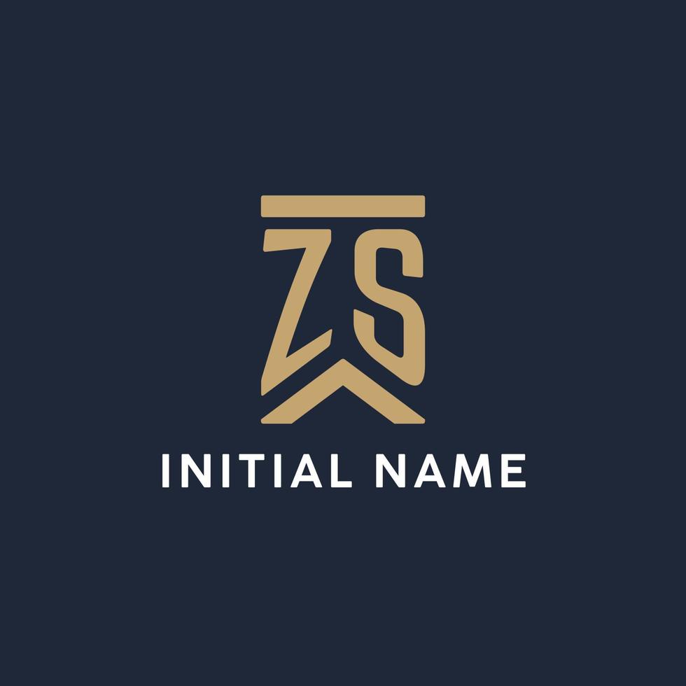 ZS initial monogram logo design in a rectangular style with curved sides 12907199 Vector Art at ...