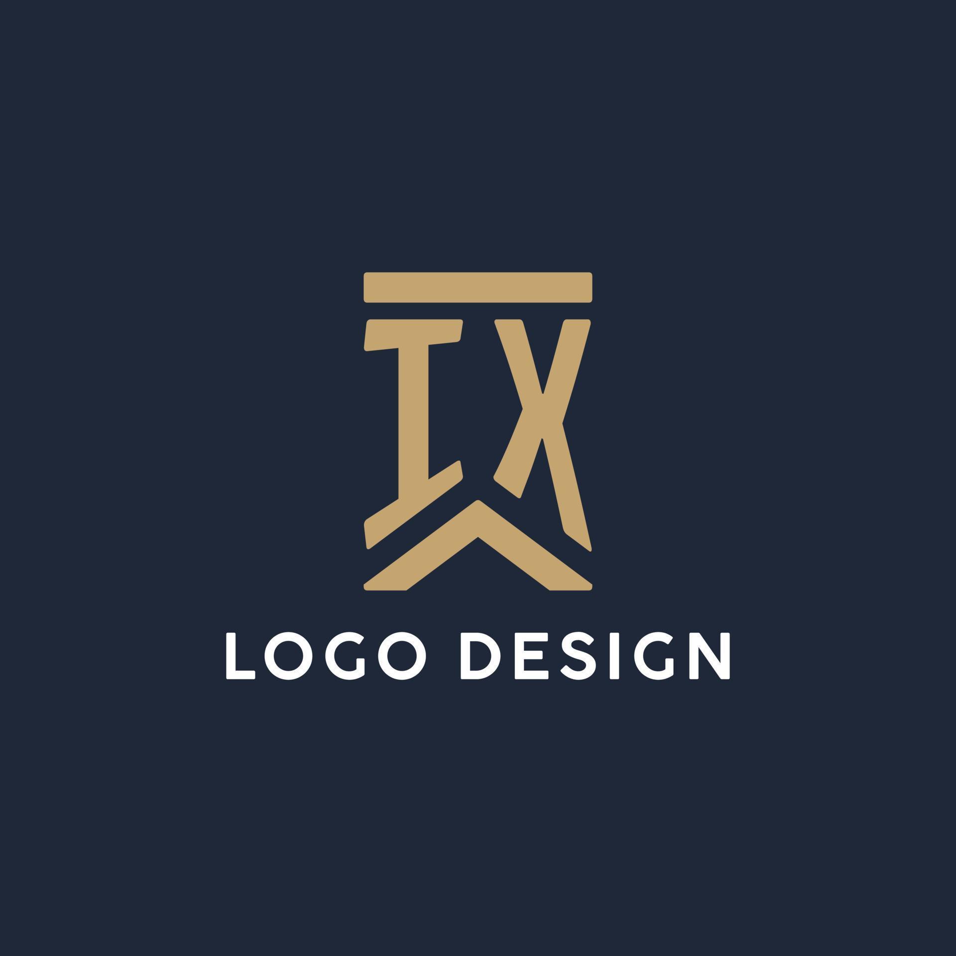IX initial monogram logo design in a rectangular style with curved sides 12907454 Vector Art at ...
