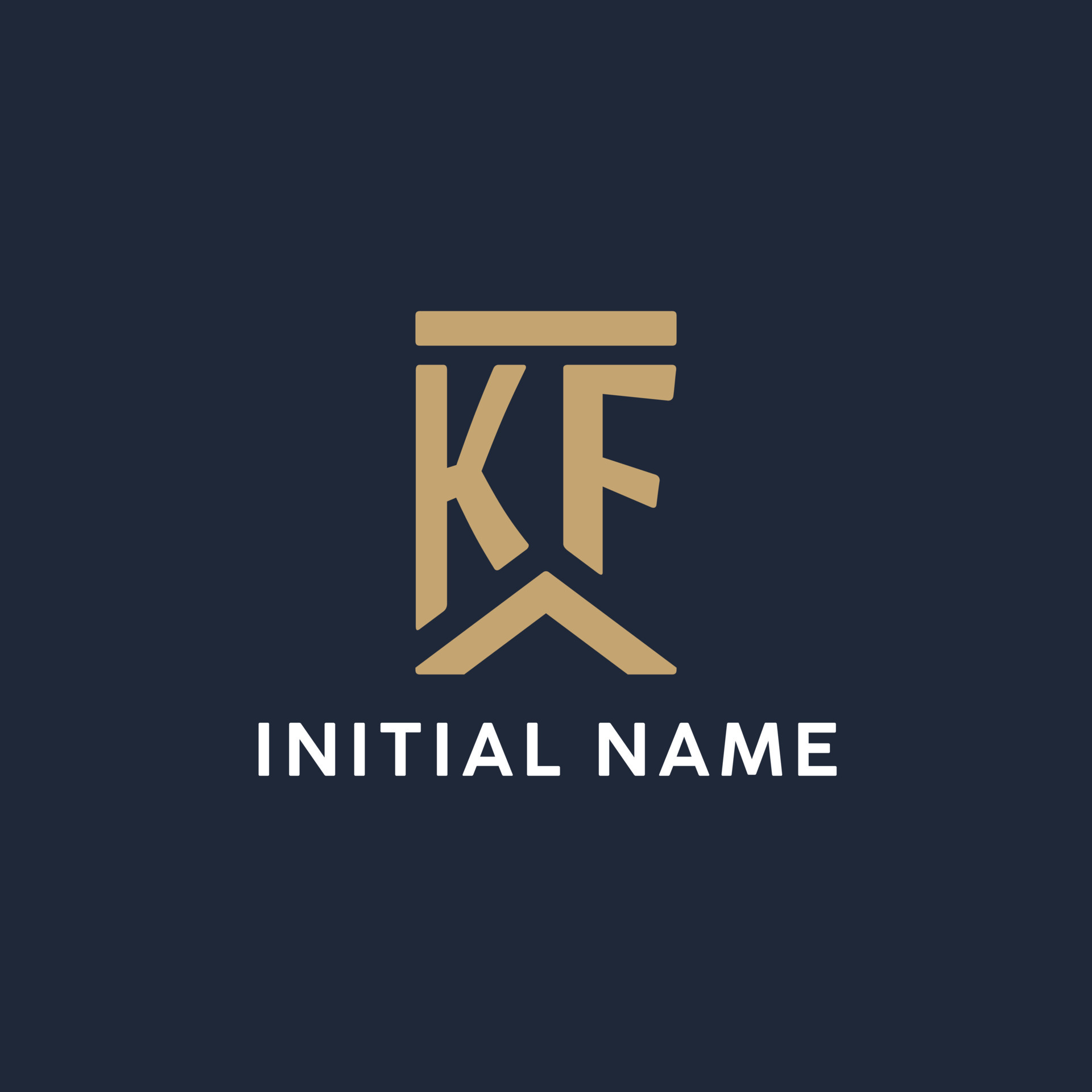 KF initial monogram logo design in a rectangular style with curved sides 12907516 Vector Art at ...