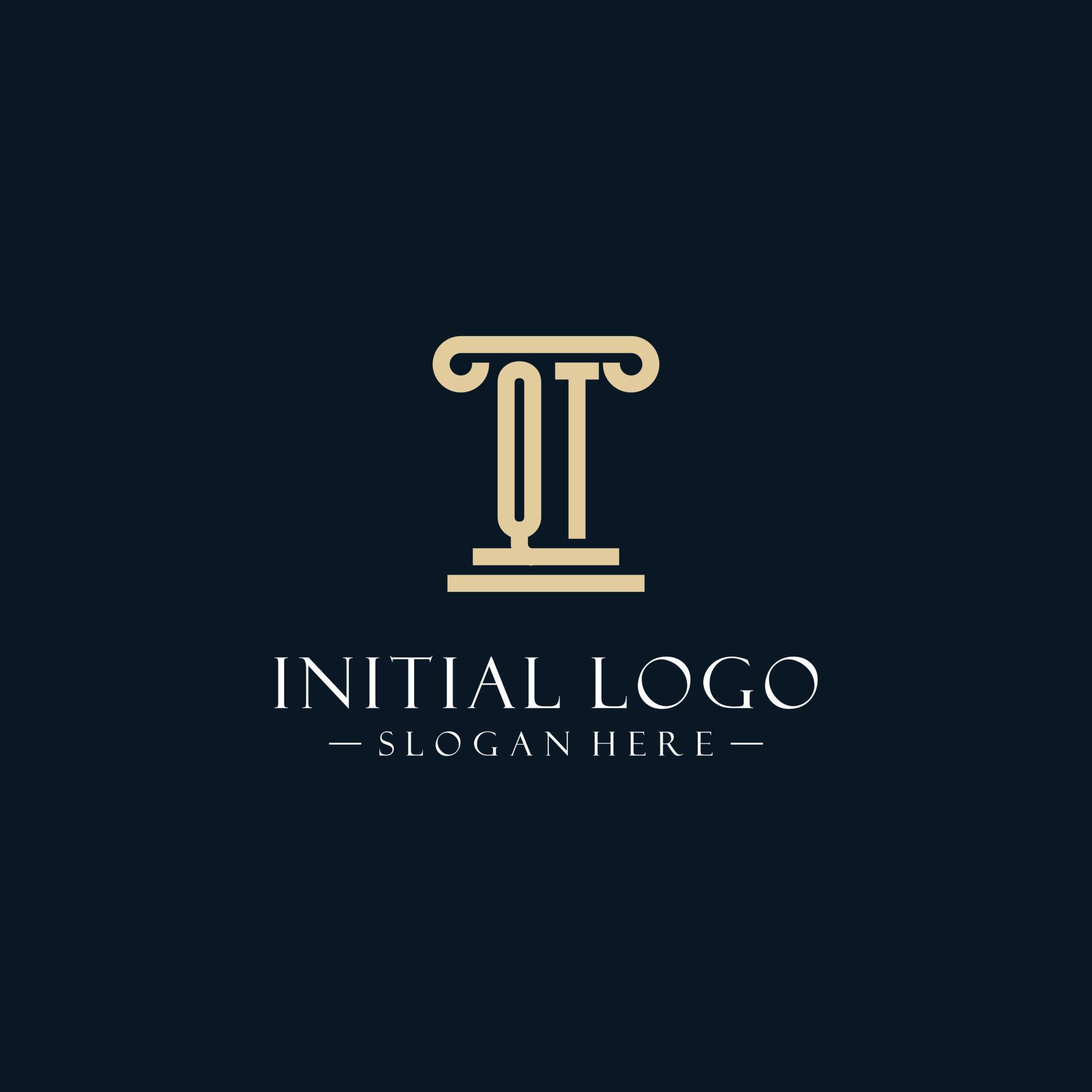 QT initial monogram logos with pillar shapes style 12908123 Vector Art ...