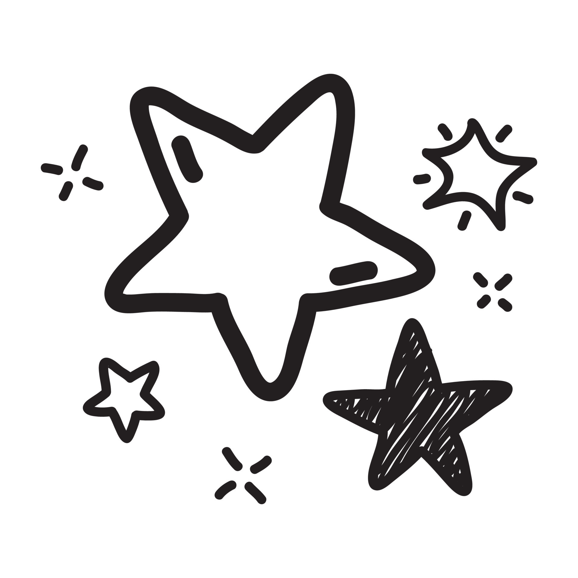 hand drawn vector stars in doodle style on white background. Can be ... hand drawn vector stars in doodle style on white background. Can be ...