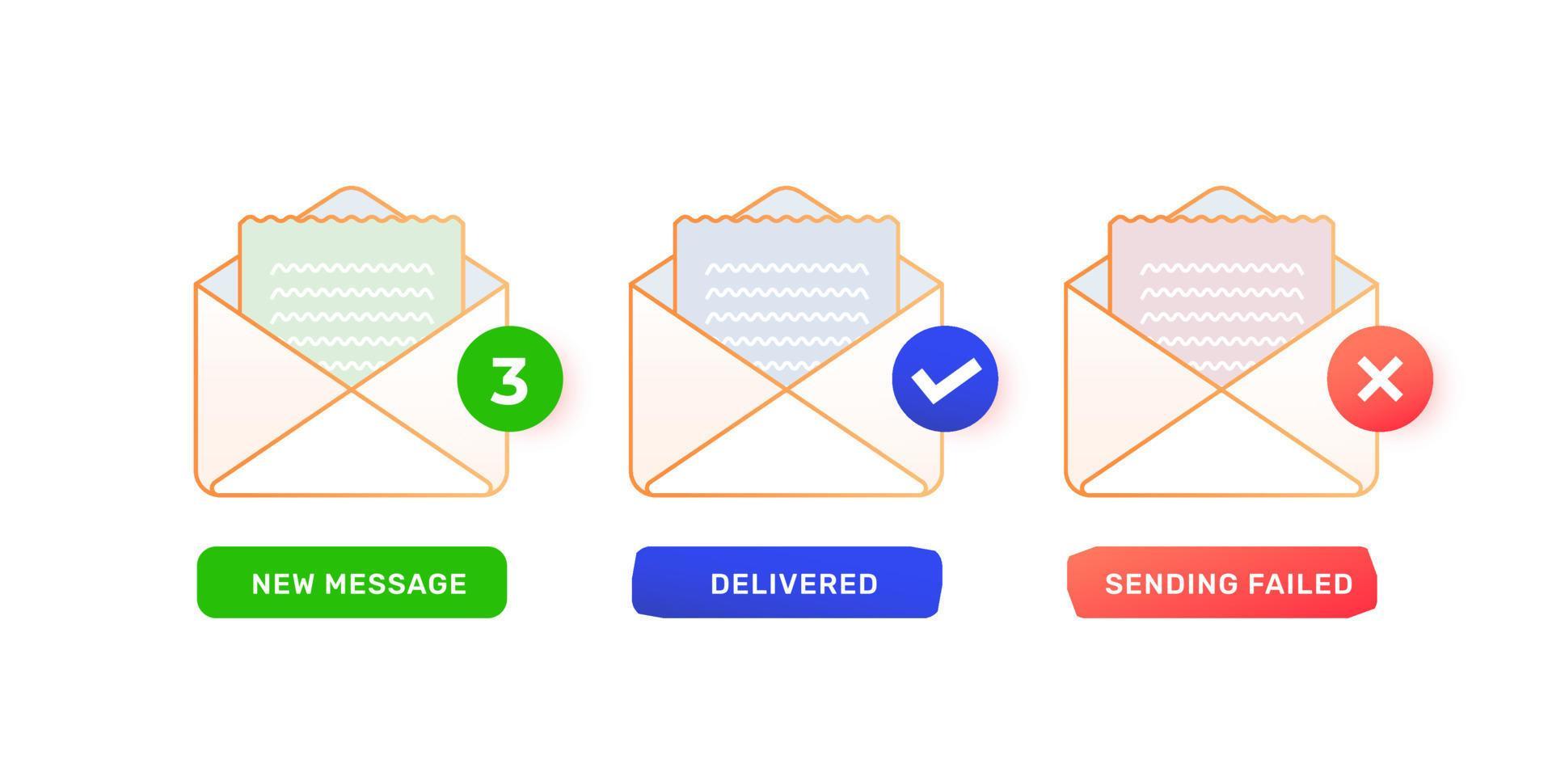 User Interface Clipart Message Alert notification sign with red green ...