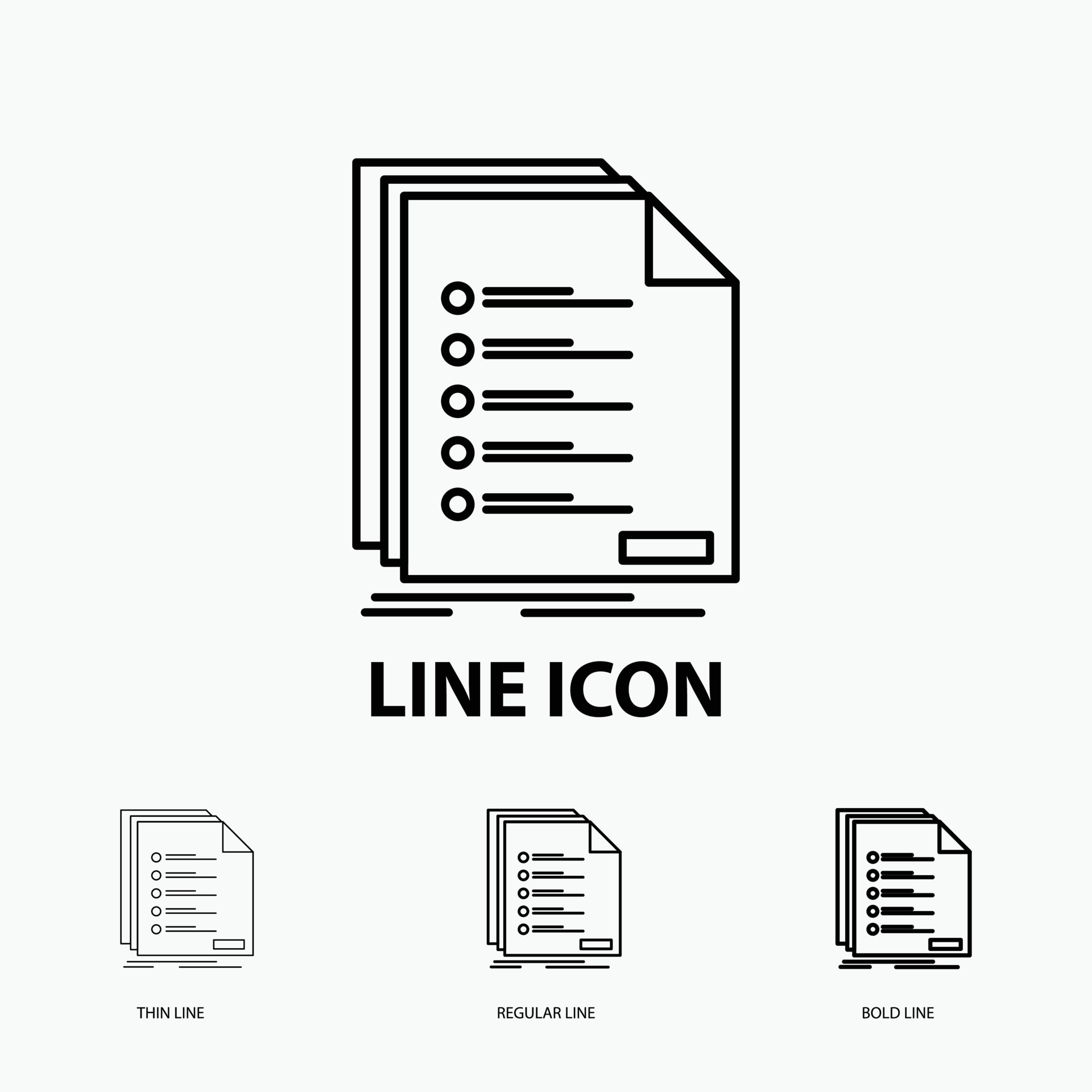Check Filing List Listing Registration Icon In Thin Regular And Bold Line Style Vector