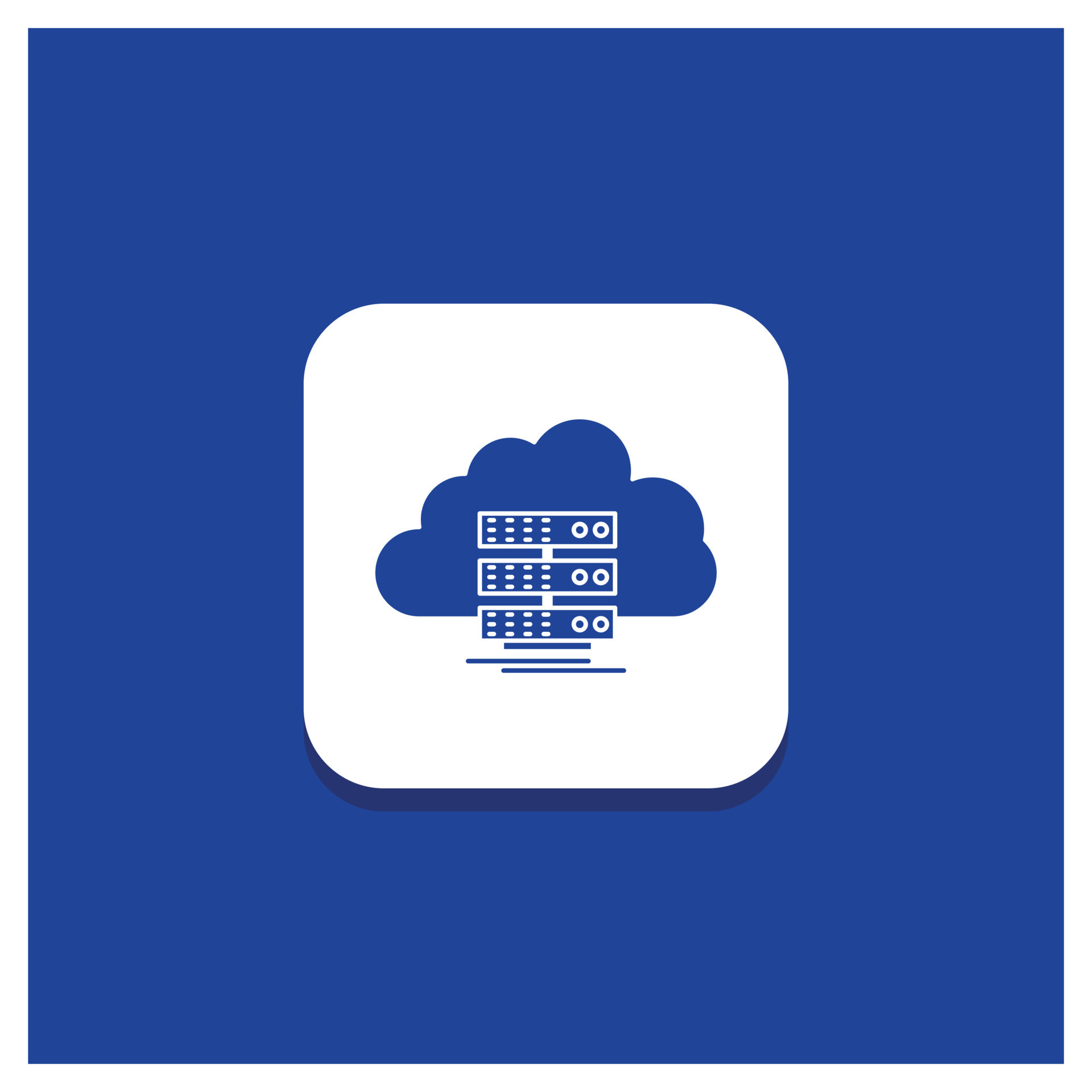 Blue Round Button For Cloud Storage Computing Data Flow Glyph Icon