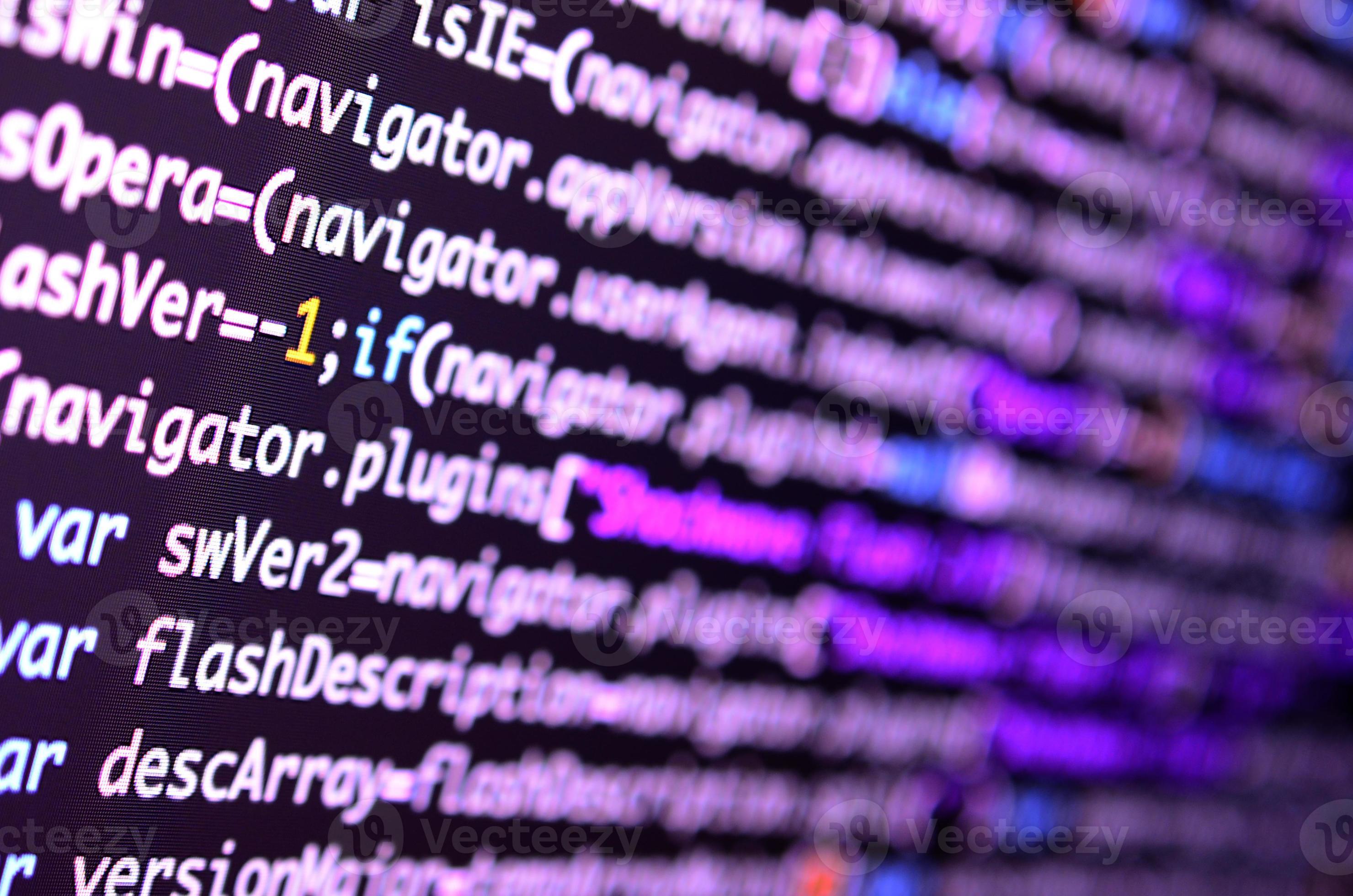 Macro shot of the command line on the monitor of the office computer ...