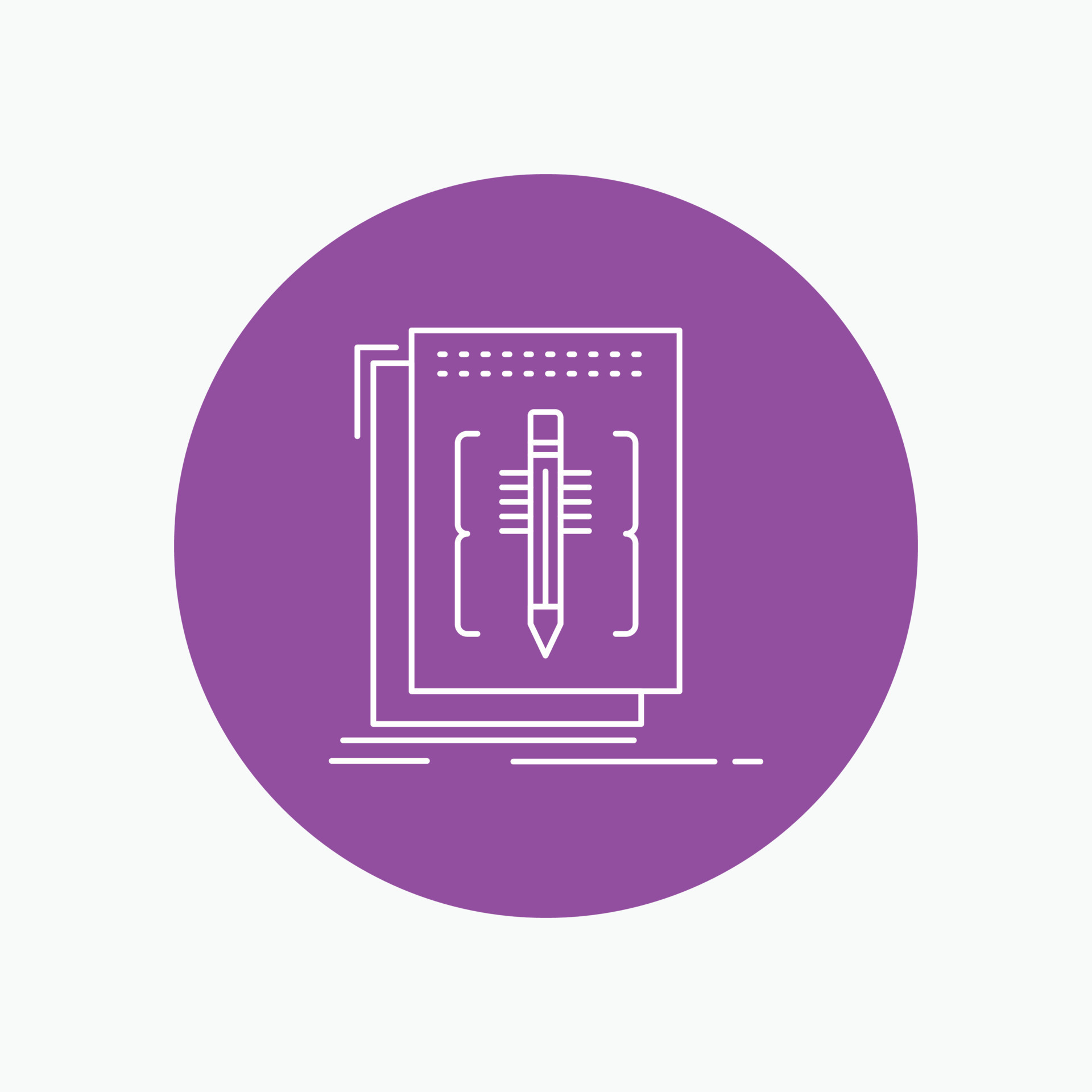 Code Edit Editor Language Program White Line Icon In Circle Background Vector Icon