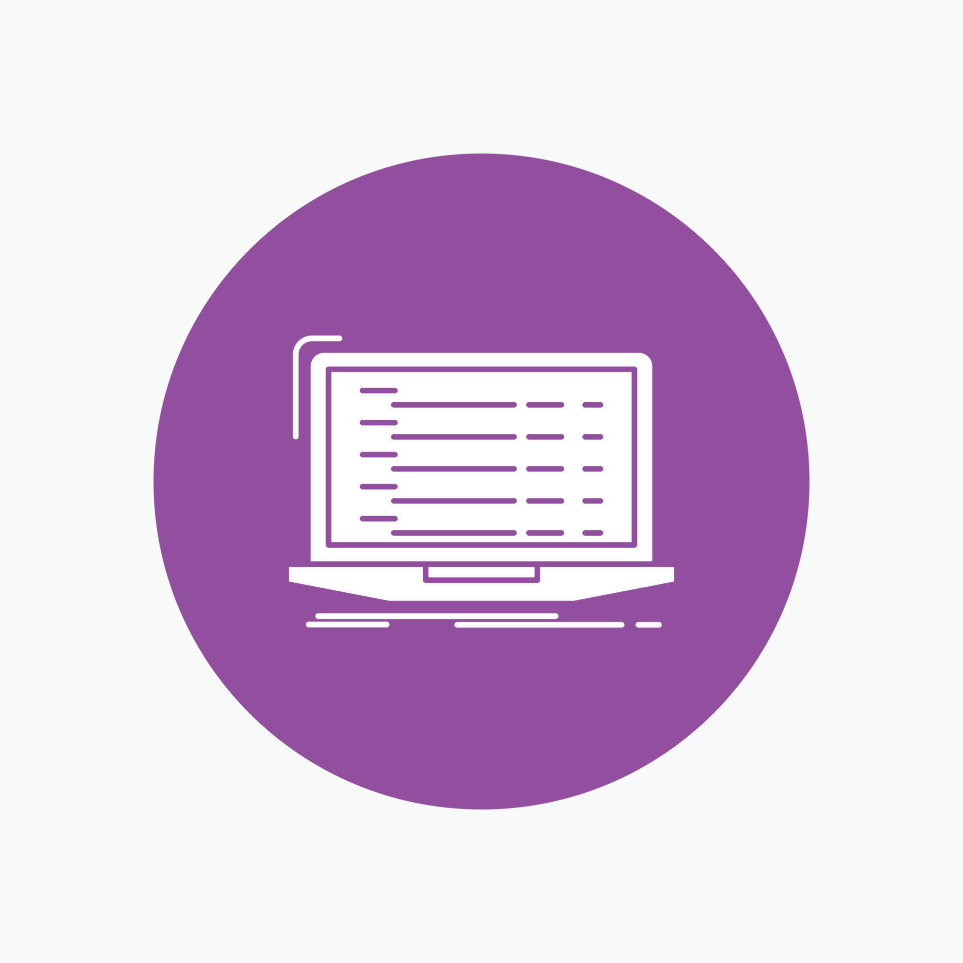 Api App Coding Developer Laptop White Glyph Icon In Circle Vector Button Illustration