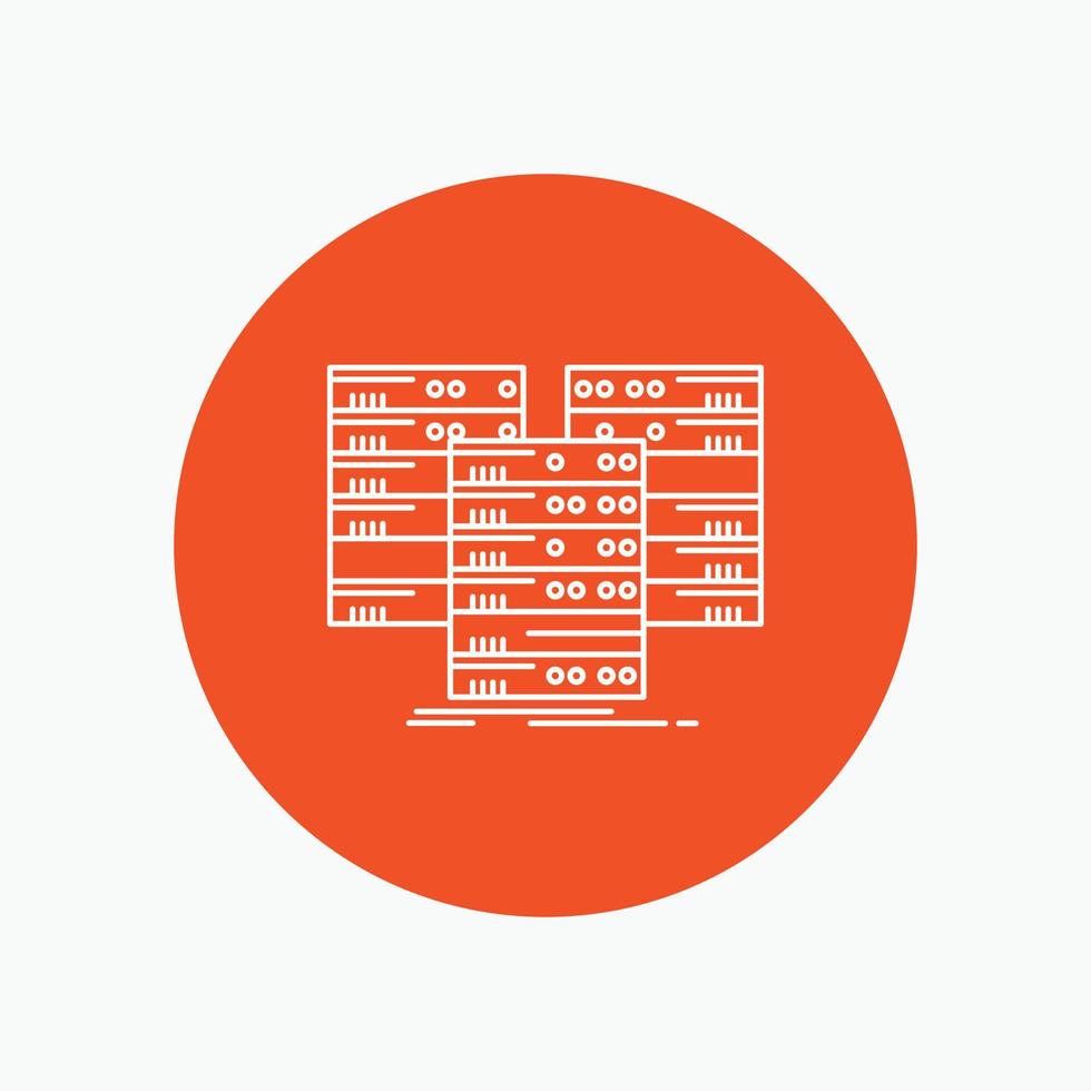 Center Centre Data Database Server White Line Icon In Circle