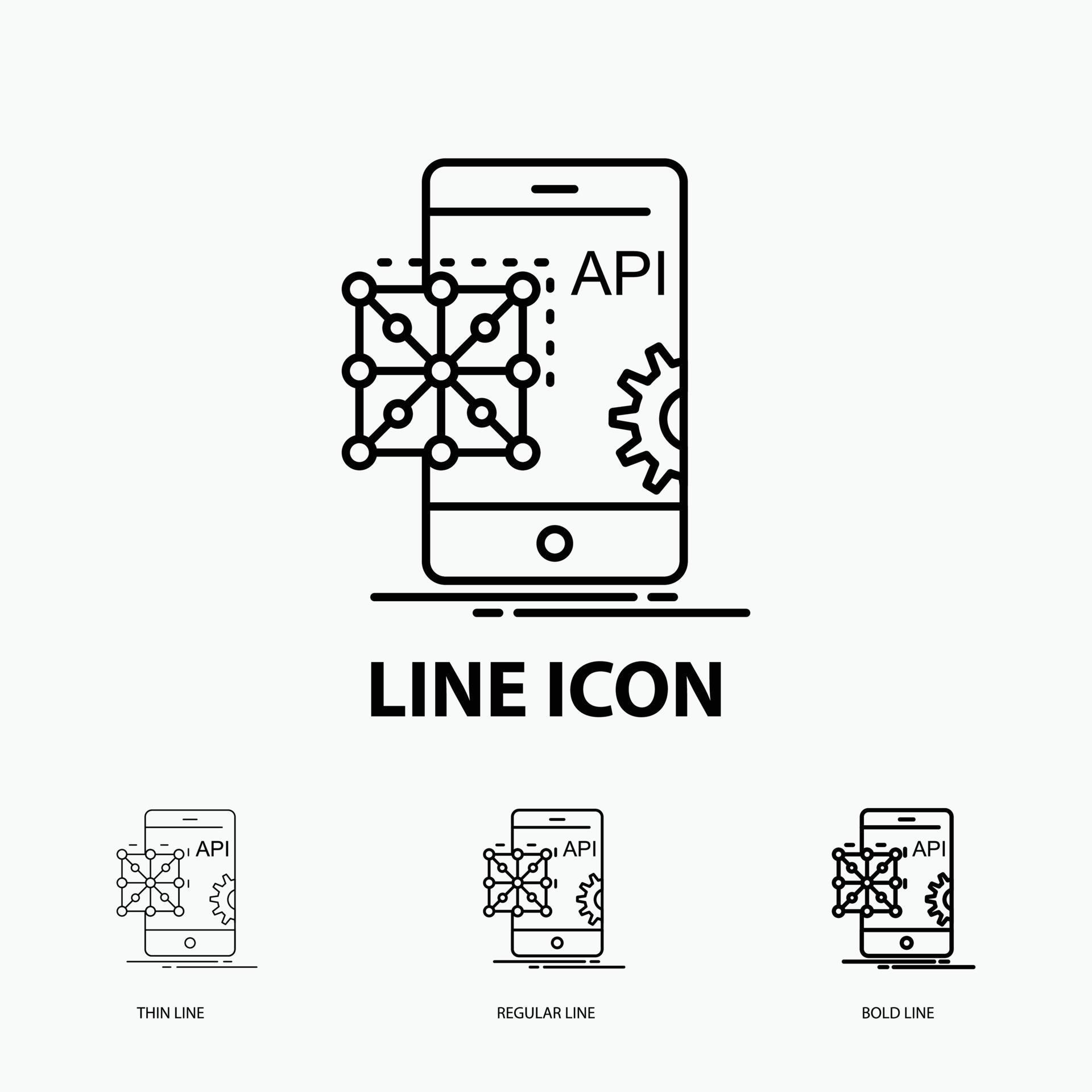 Api Application Coding Development Mobile Icon In Thin Regular And Bold Line Style Vector