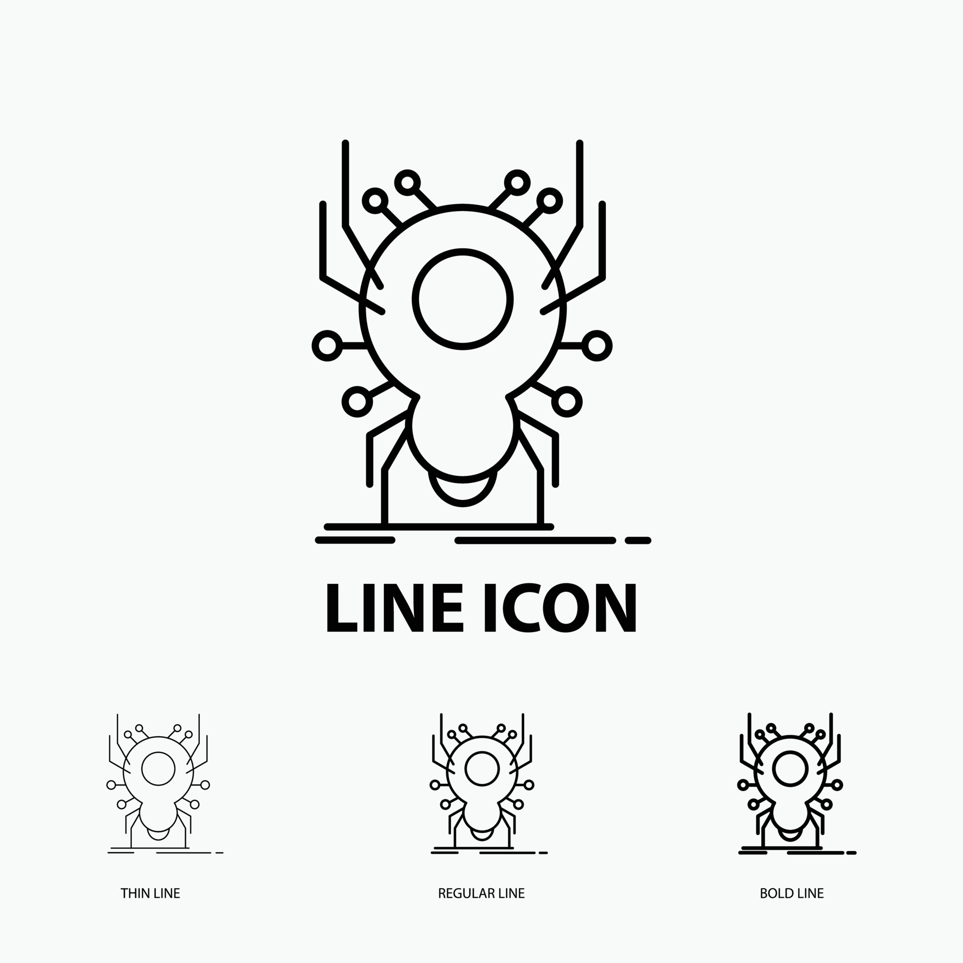 Bug Insect Spider Virus App Icon In Thin Regular And Bold Line