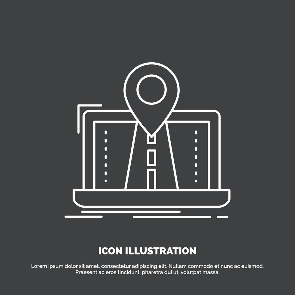 Navigation Map System Gps Route Icon Line Vector Symbol For Ui And Ux Website Or Mobile
