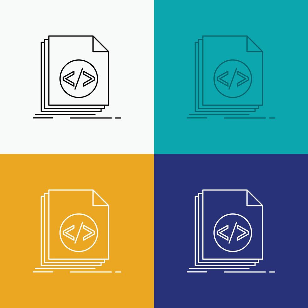 Code Coding File Programming Script Icon Over Various Background Line Style Design