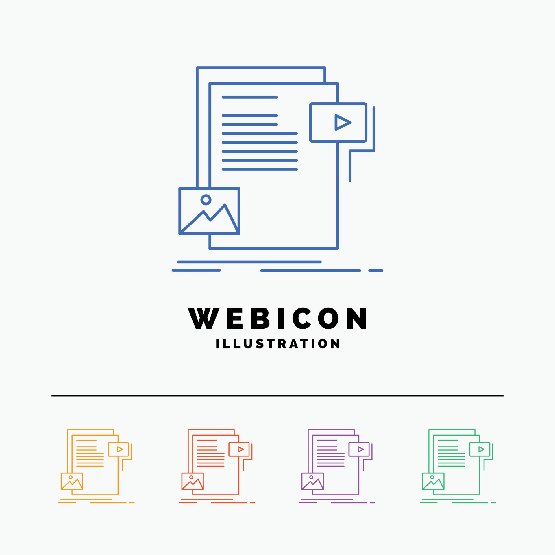 data. document. file. media. website 5 Color Line Web Icon Template ...