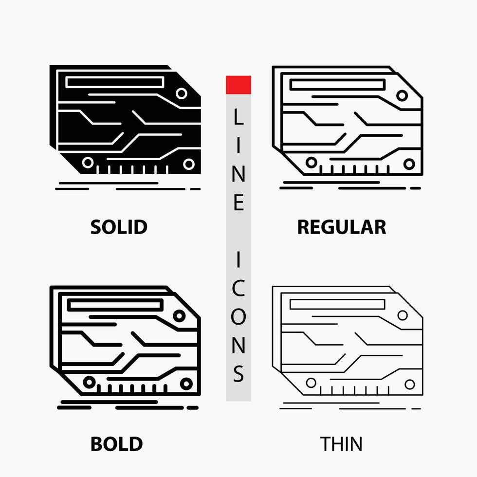 Card Component Custom Electronic Memory Icon In Thin Regular Bold