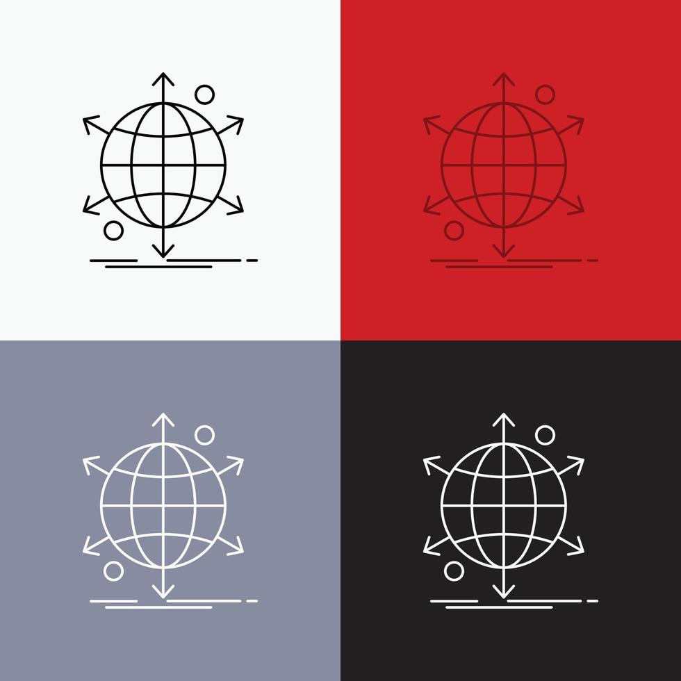 business. international. net. network. web Icon Over Various Background. Line style design ...