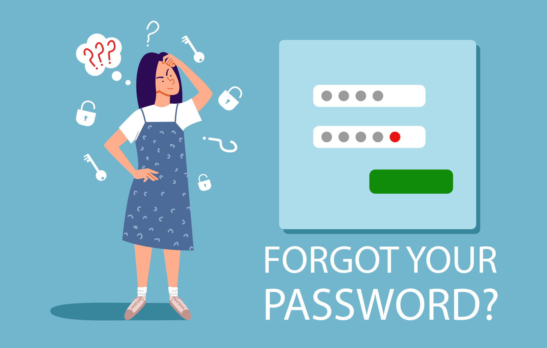The Woman Forgot Her Personal Data The Concept Of A Forgotten Password 12916476 Vector Art At