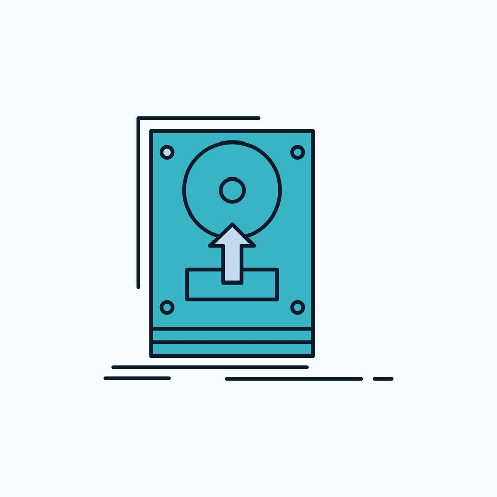 install. drive. hdd. save. upload Flat Icon. green and Yellow sign and symbols for website and ...