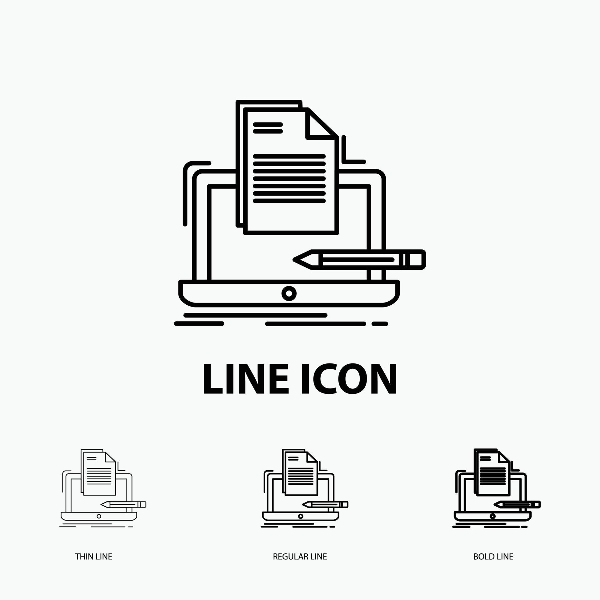 Coder Coding Computer List Paper Icon In Thin Regular And Bold Line Style Vector