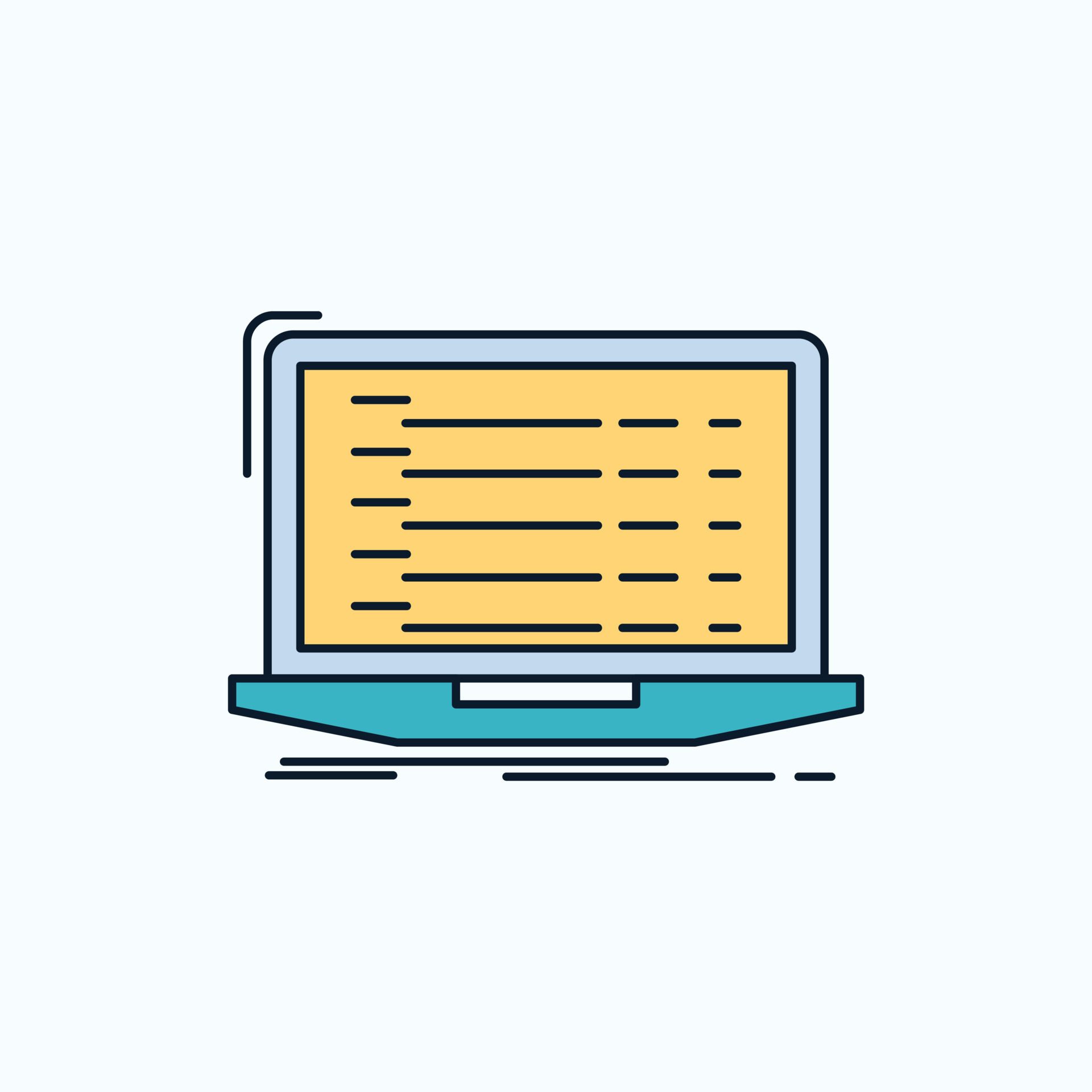 Api App Coding Developer Laptop Flat Icon Green And Yellow Sign