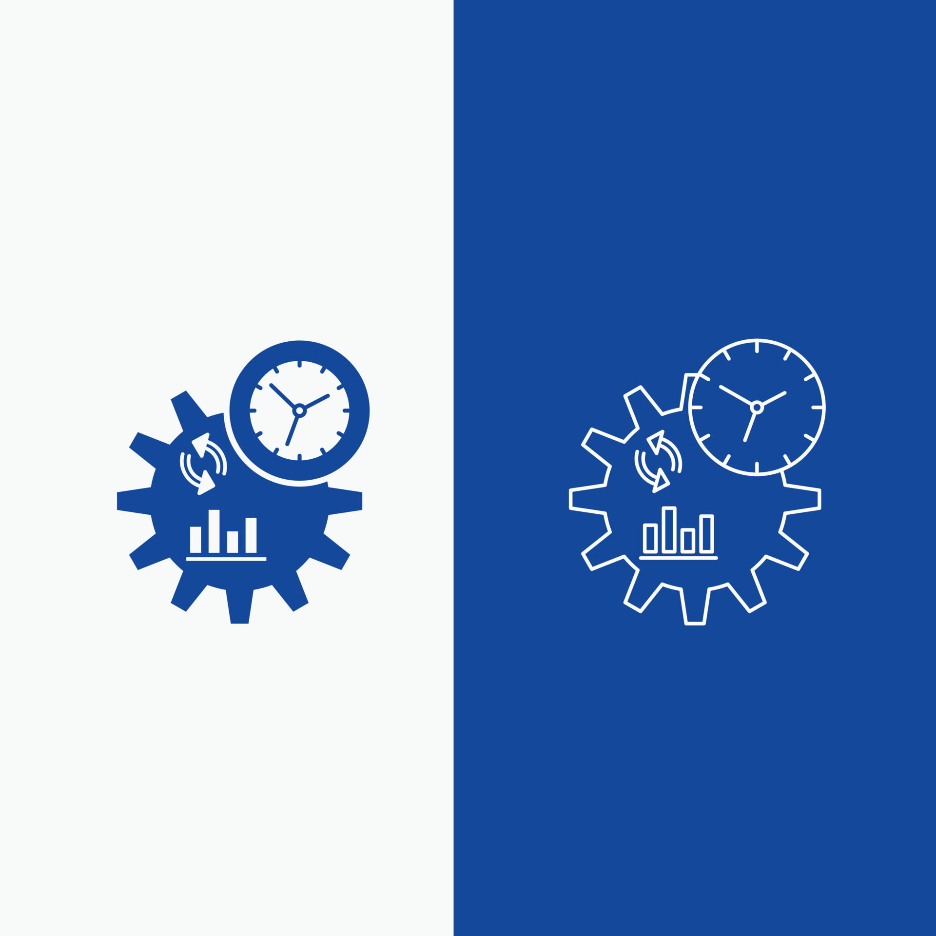 Business. engineering. management. process Line and Glyph web Button in Blue color Vertical ...