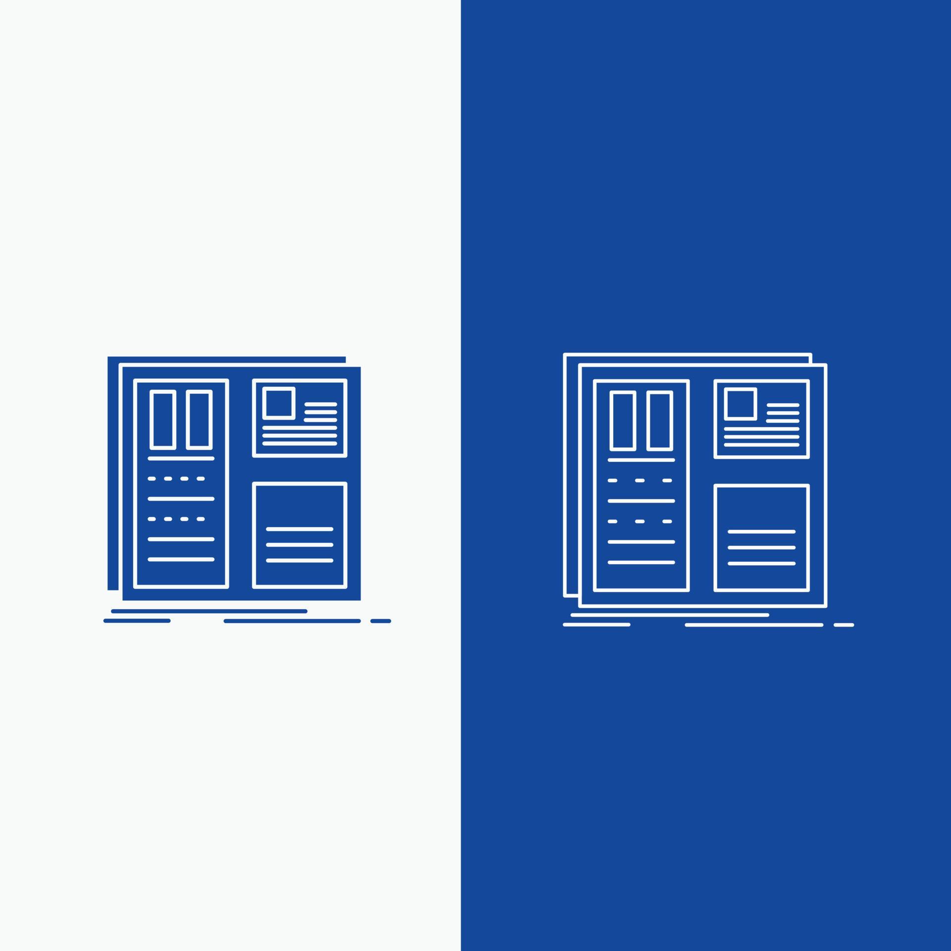 Design Grid Interface Layout Ui Line And Glyph Web Button In Blue Color Vertical Banner For