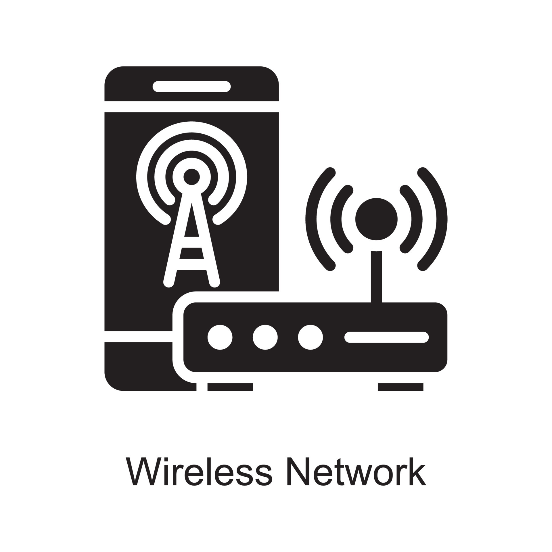 Wireless Network Vector Outline Icon Design Illustration Internet Of