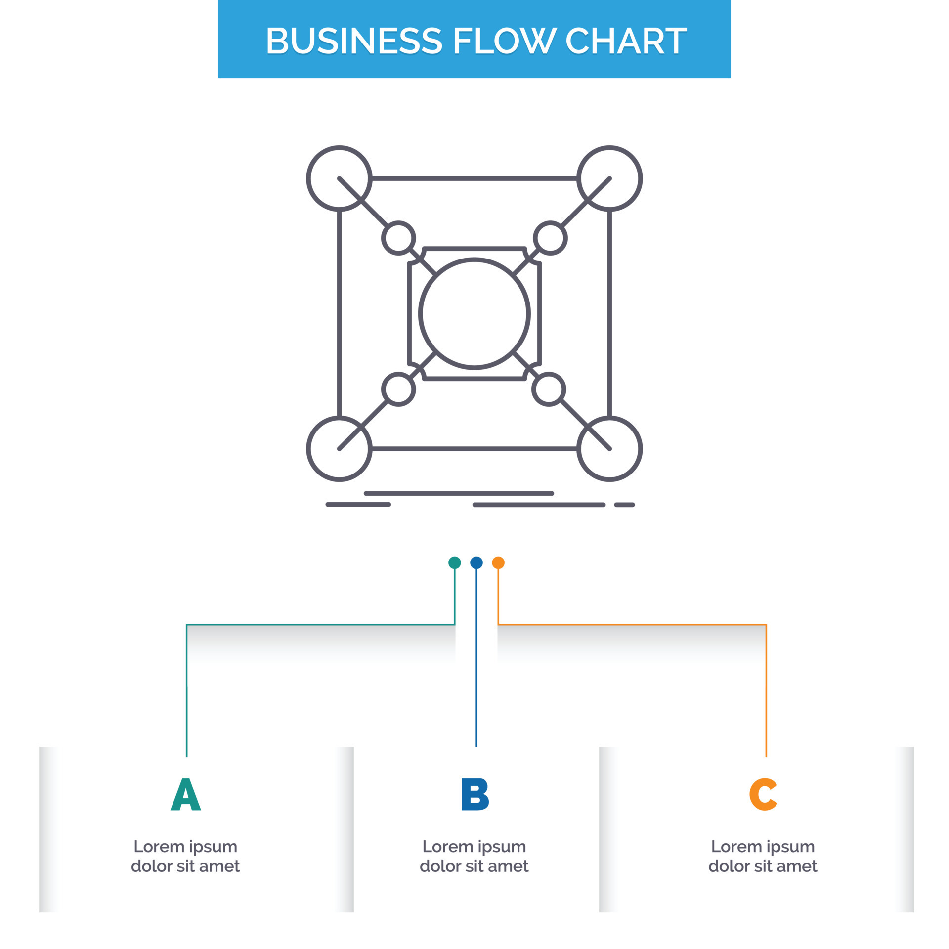 Base. center. connection. data. hub Business Flow Chart Design with 3 ...
