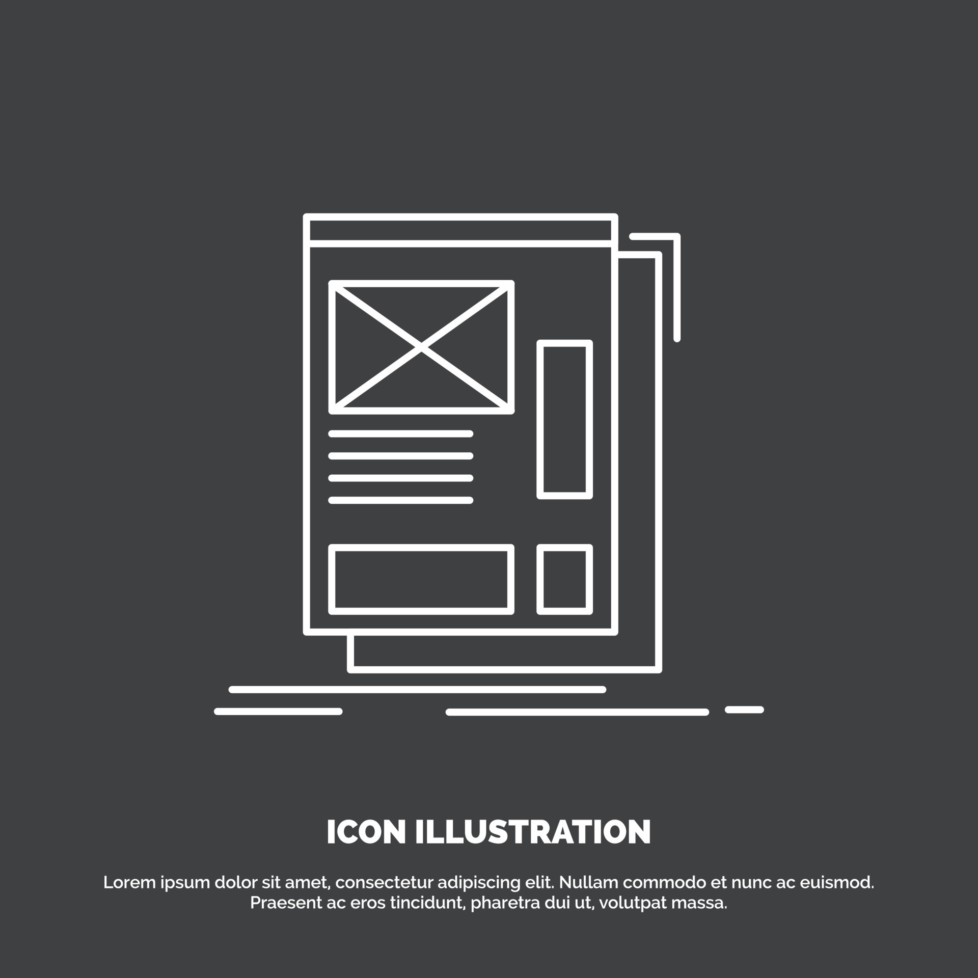 Wire Framing Web Layout Development Icon Line Vector Symbol For Ui