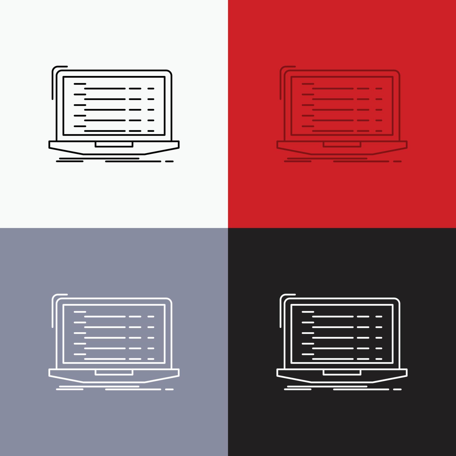Api App Coding Developer Laptop Icon Over Various Background Line Style Design Designed